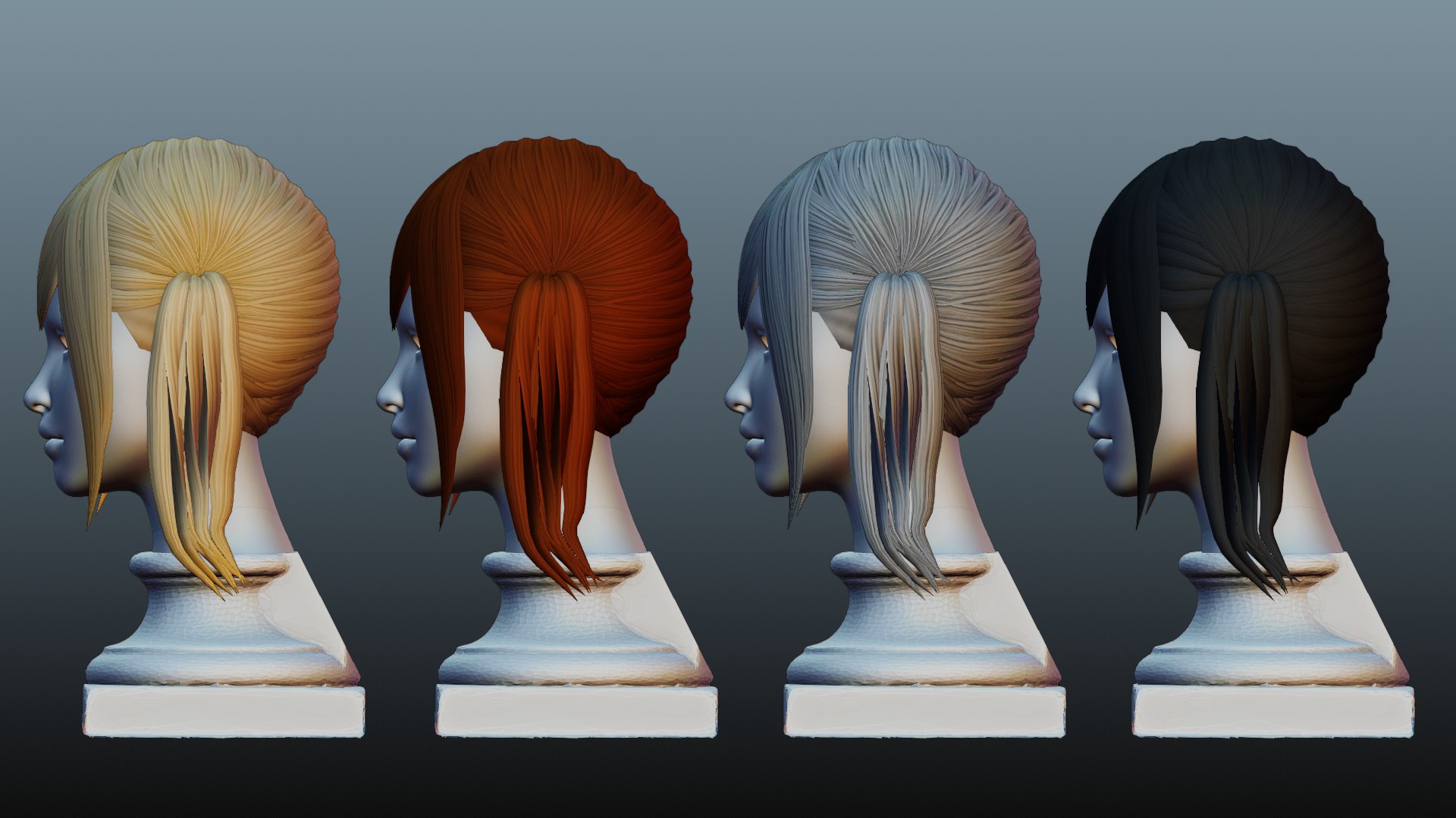 Female Hair 4 Colors Model - TurboSquid 2188788