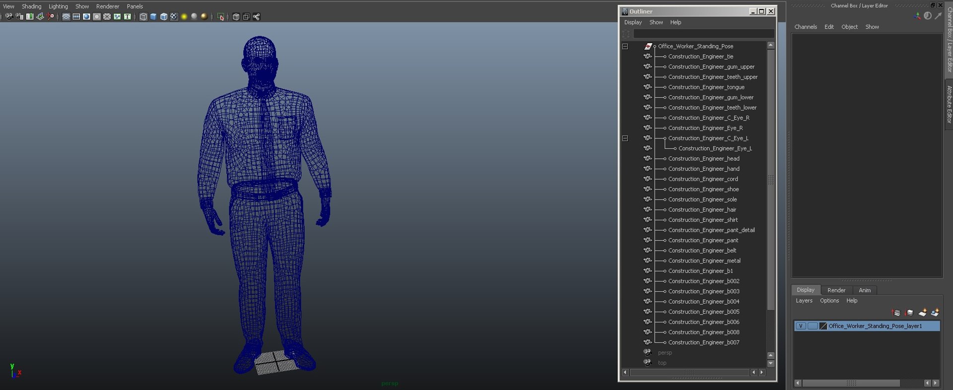 3d office worker standing pose model