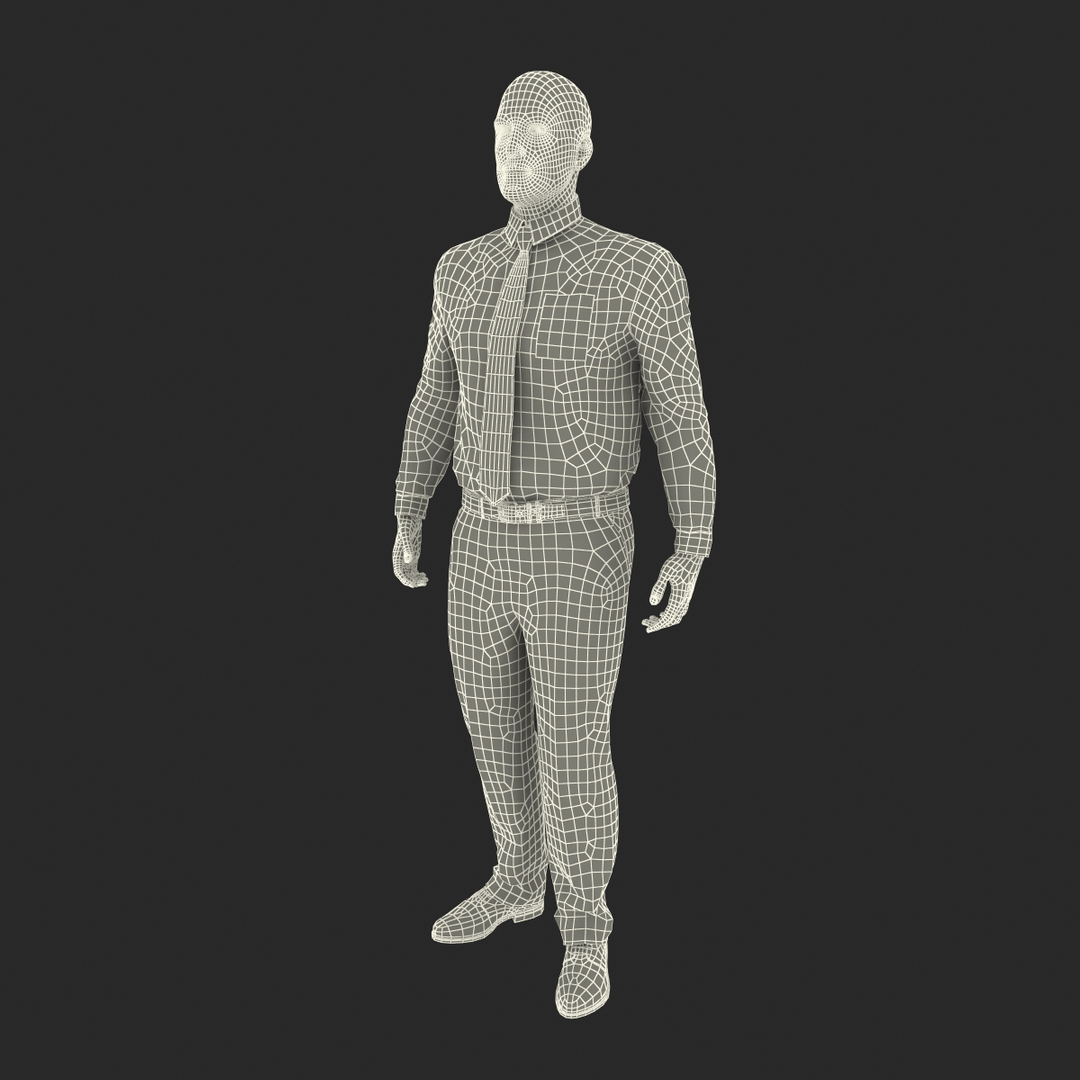 3d office worker standing pose model