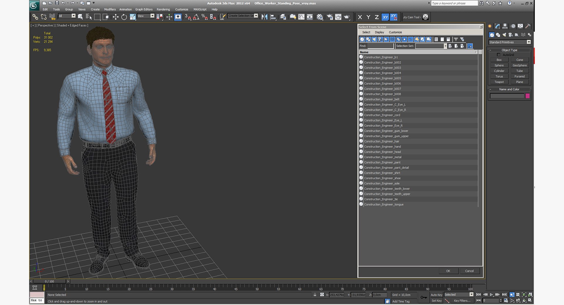 3d office worker standing pose model