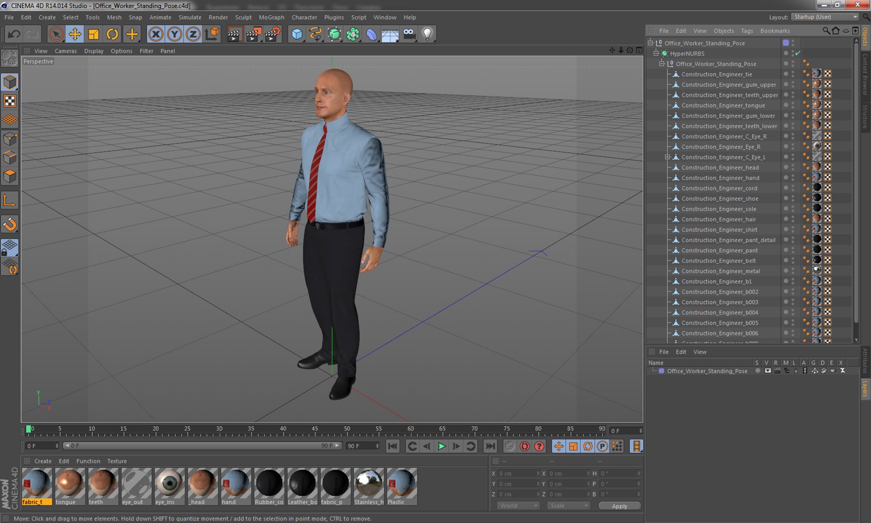 3d office worker standing pose model