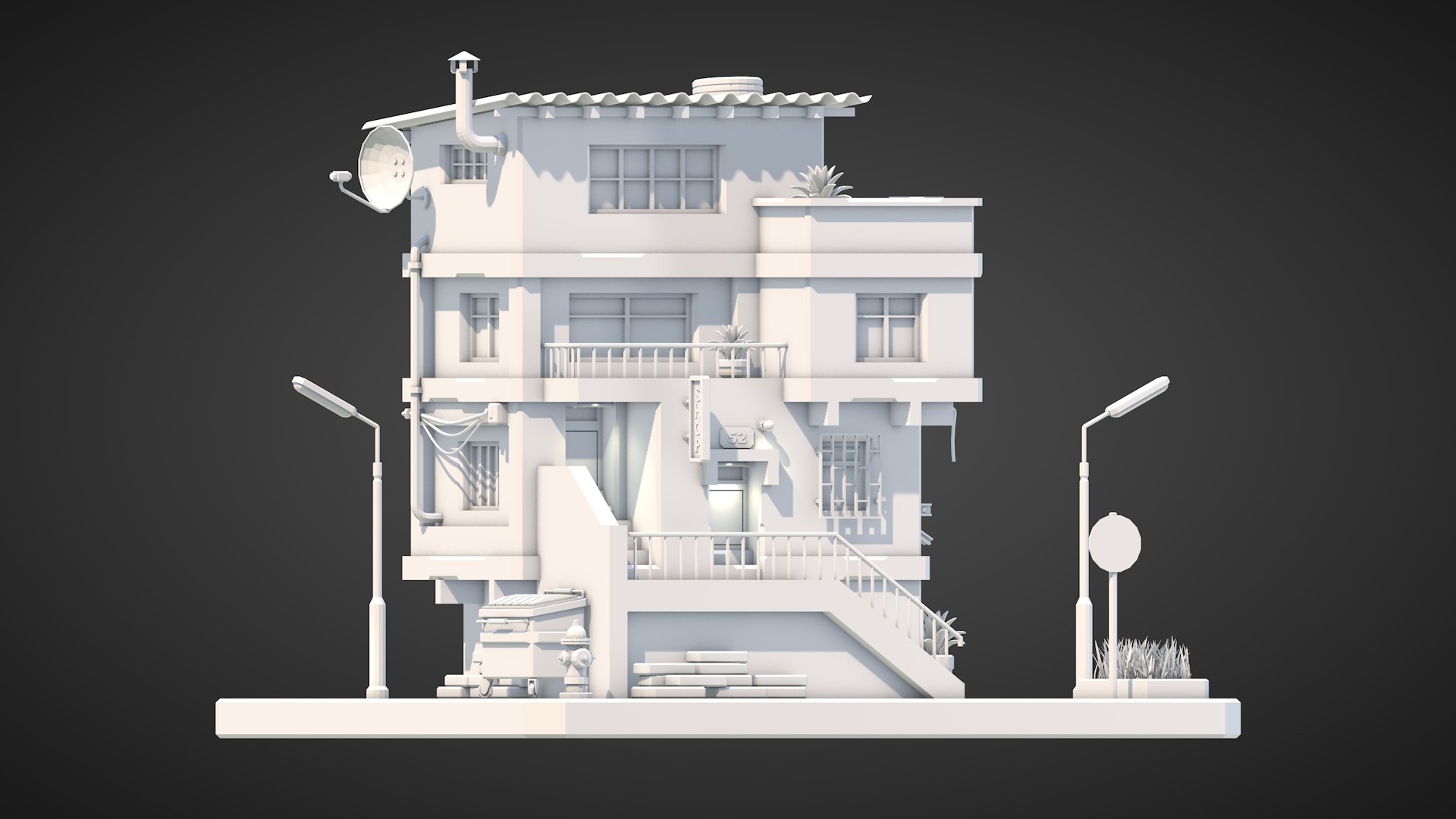 Old Cartoon Building 01 3D Model - TurboSquid 2189429