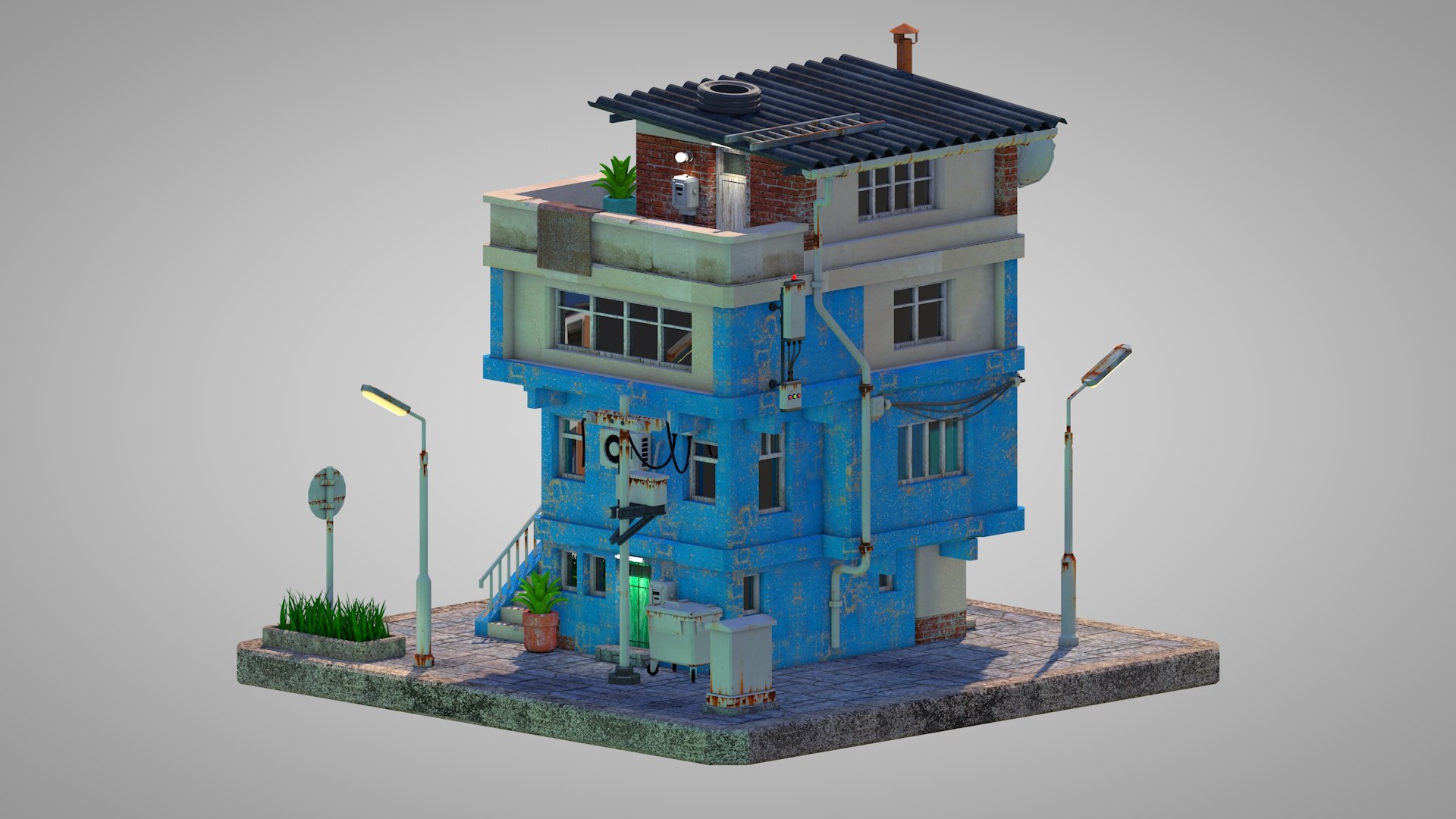 Old Cartoon Building 01 3D Model - TurboSquid 2189429