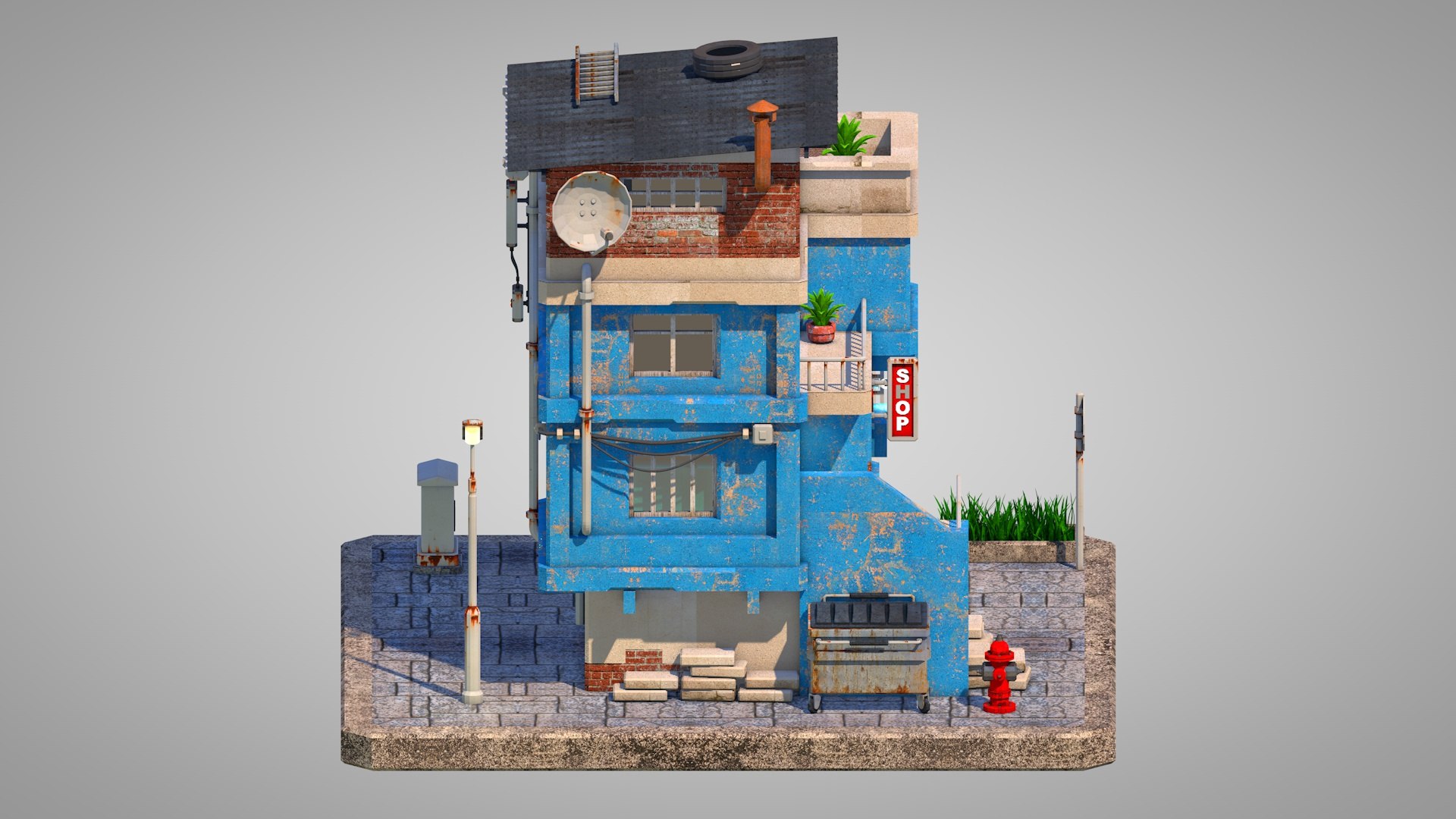 Old Cartoon Building 01 3d Model Turbosquid 2189429
