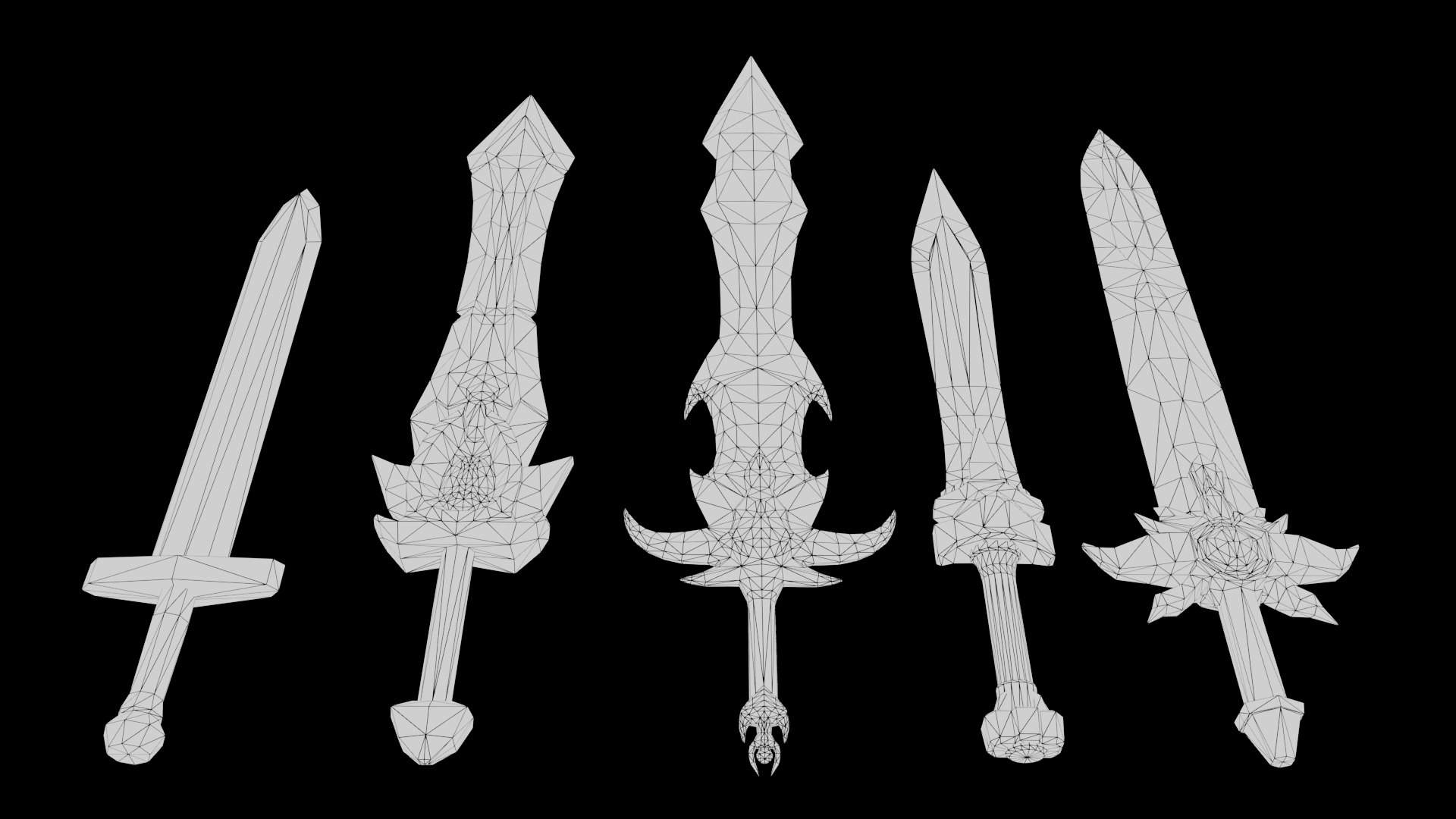 5 Warrior Sword 3D Low Poly Model With 45 Variant 4k PBR Textures Model ...
