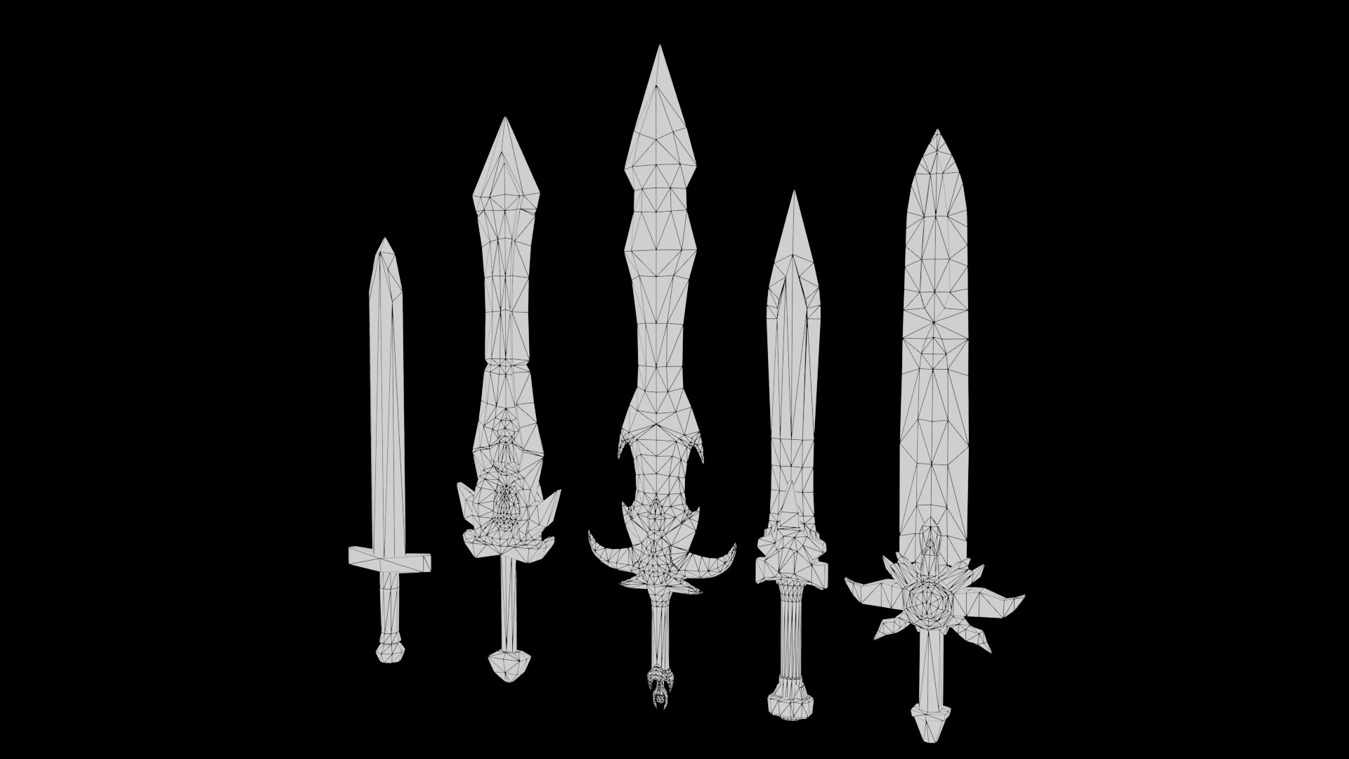5 Warrior Sword 3D Low Poly Model With 45 Variant 4k PBR Textures Model ...