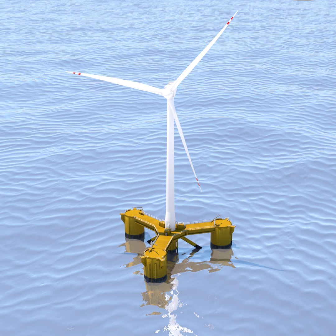 3D Wind Turbine Offshore 2 With Anchors - TurboSquid 1776016