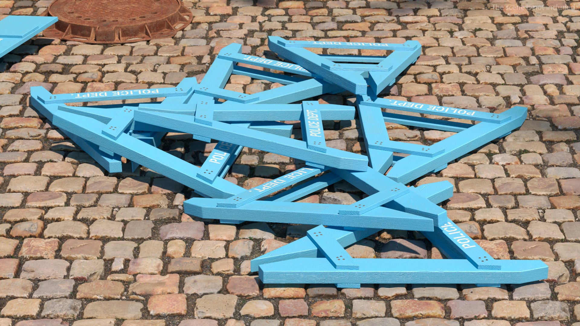 3D Police Wooden Traffic Barricade Disassembled - TurboSquid 2343026