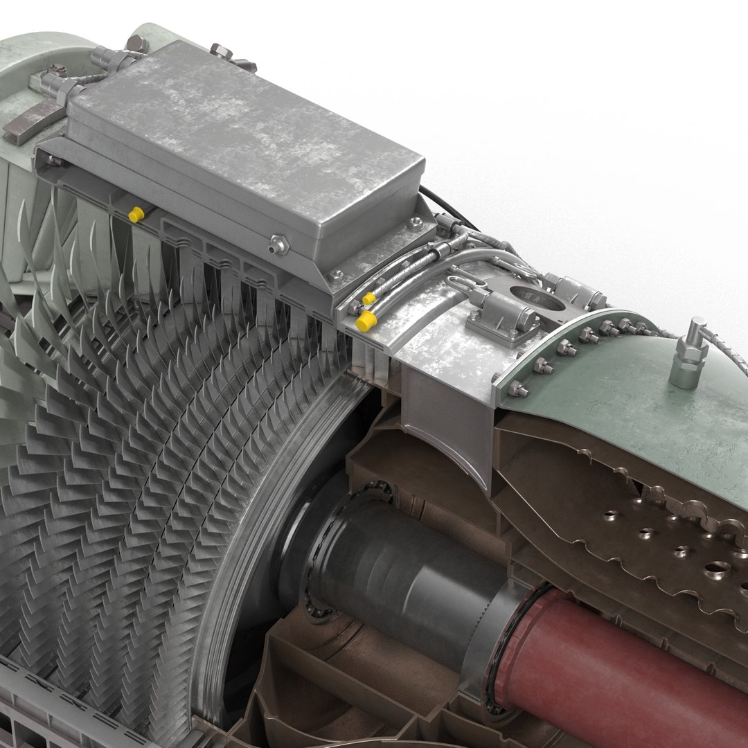 3d obj turbojet engine sectioned