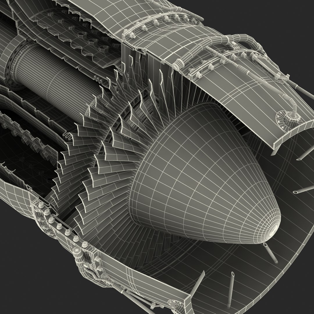 3d Obj Turbojet Engine Sectioned