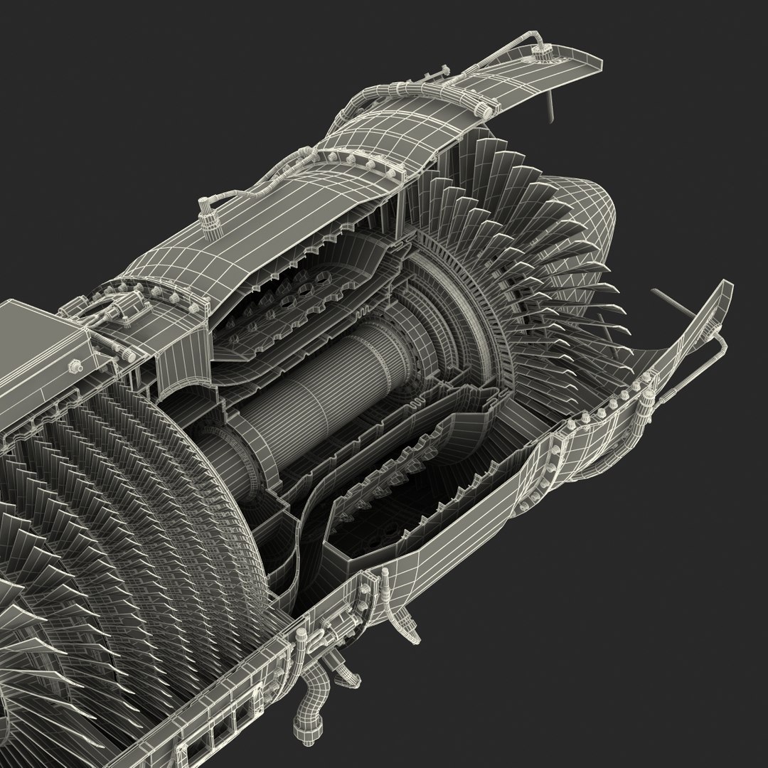 3d Obj Turbojet Engine Sectioned