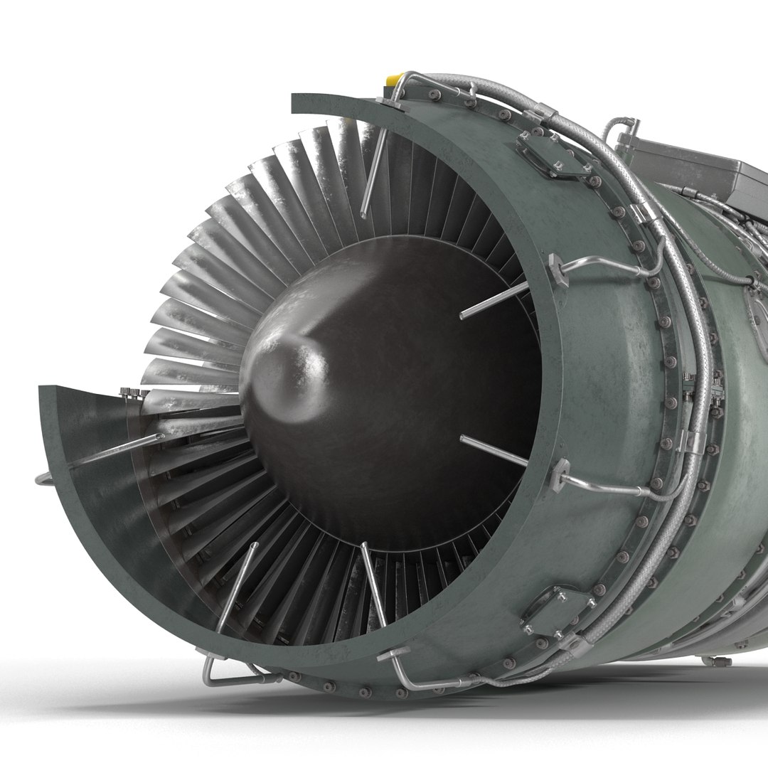 3d obj turbojet engine sectioned