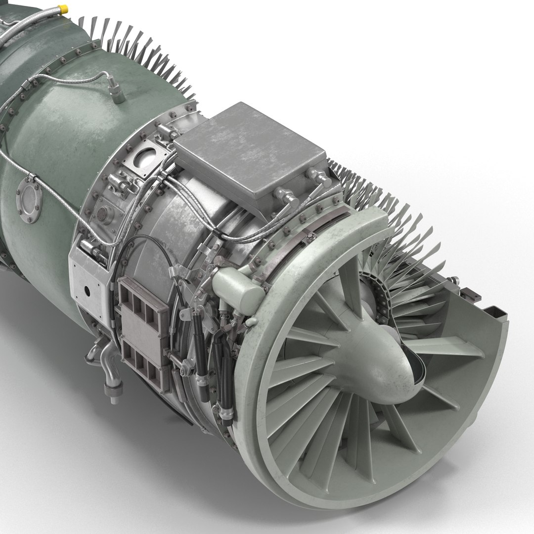 3d obj turbojet engine sectioned