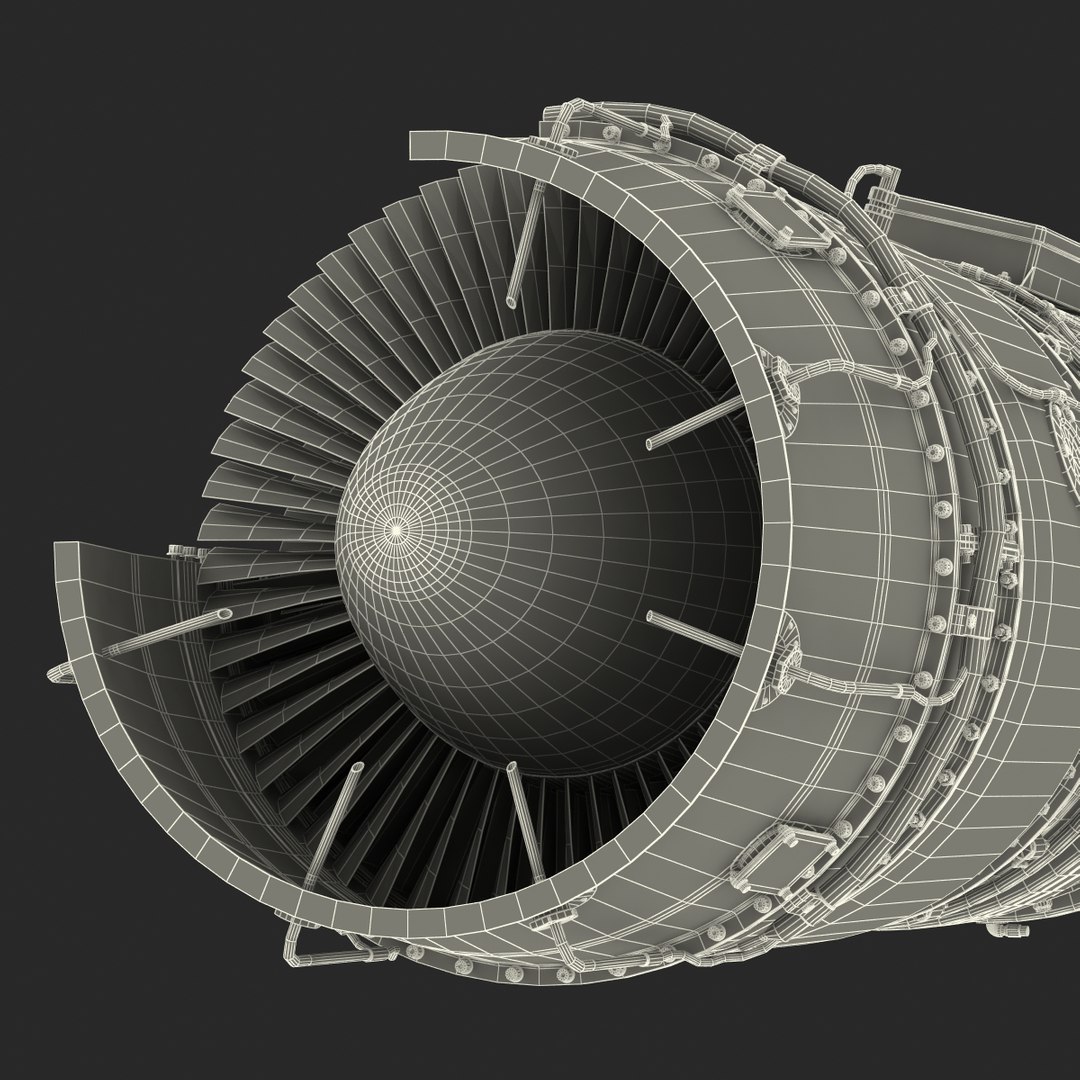 3d Obj Turbojet Engine Sectioned