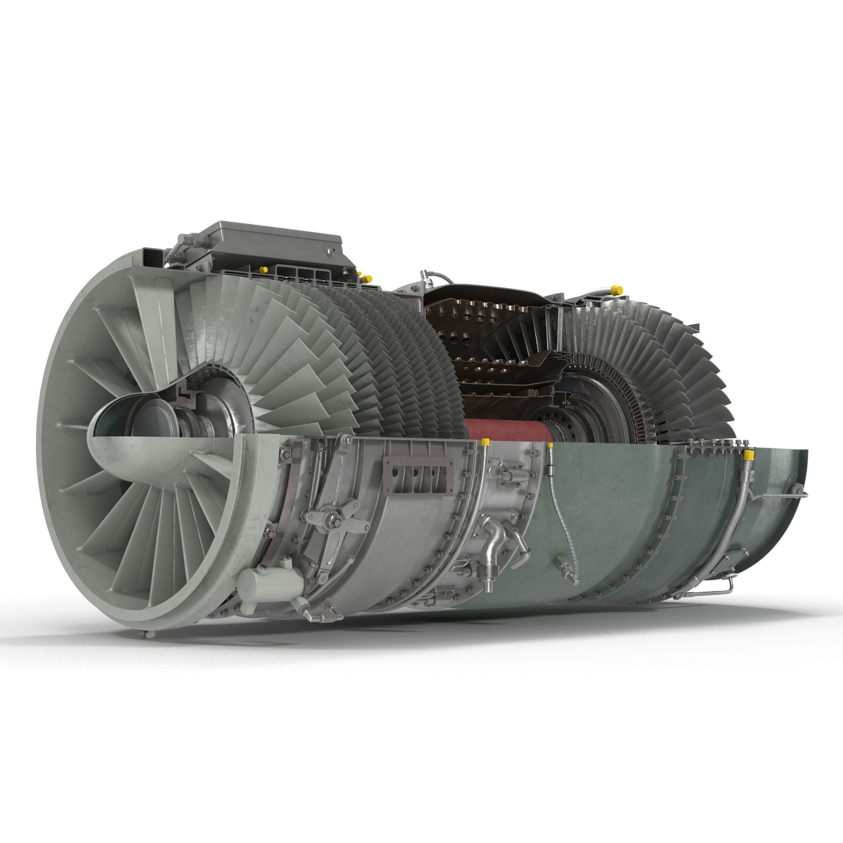 3d obj turbojet engine sectioned