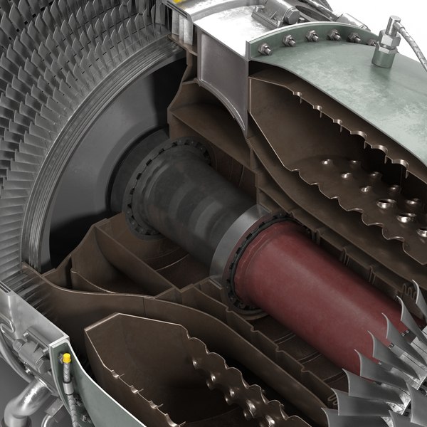 3d obj turbojet engine sectioned