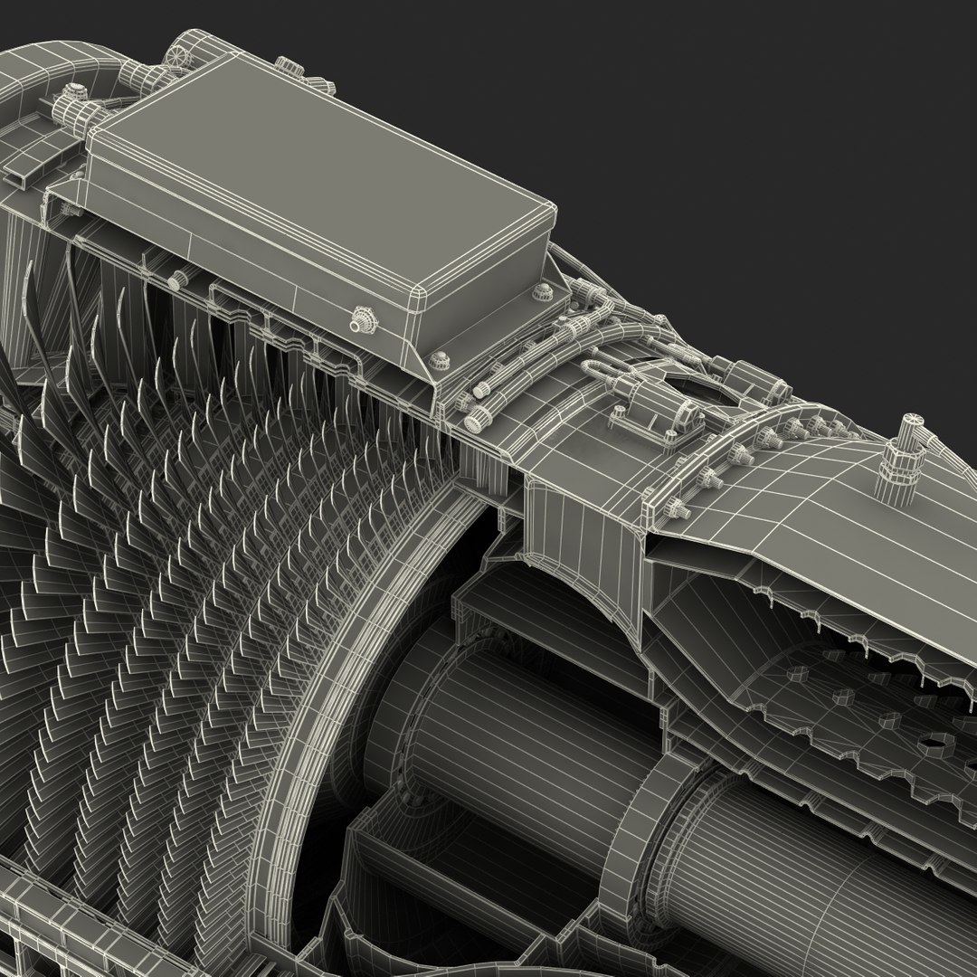 3d Obj Turbojet Engine Sectioned