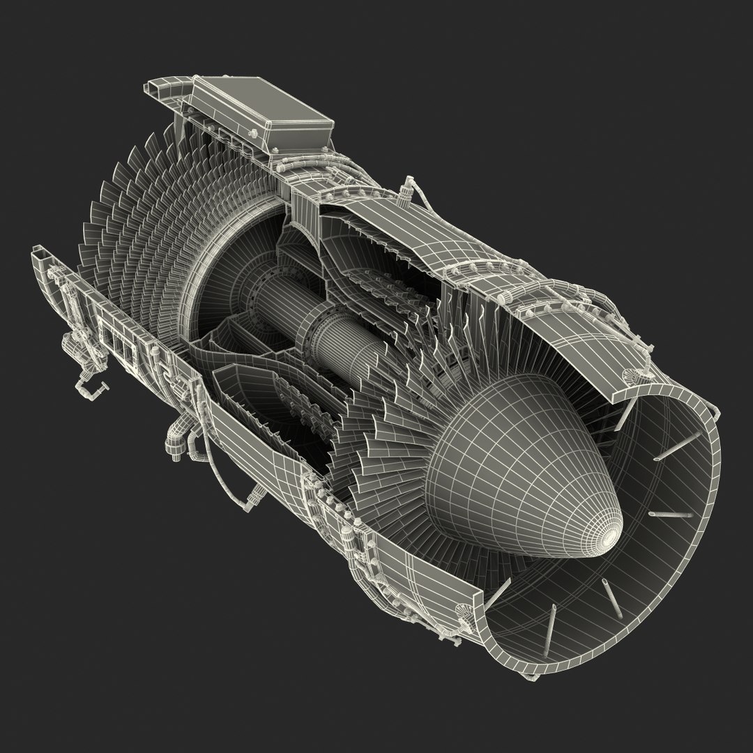 3d Obj Turbojet Engine Sectioned