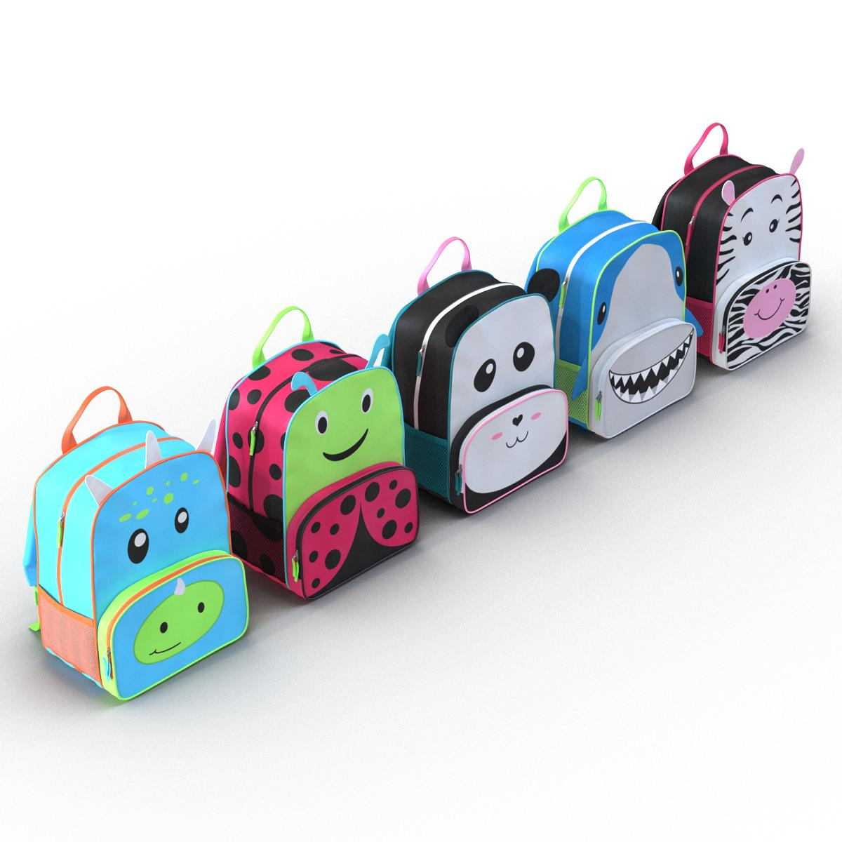 3d model of kid backpacks modeled