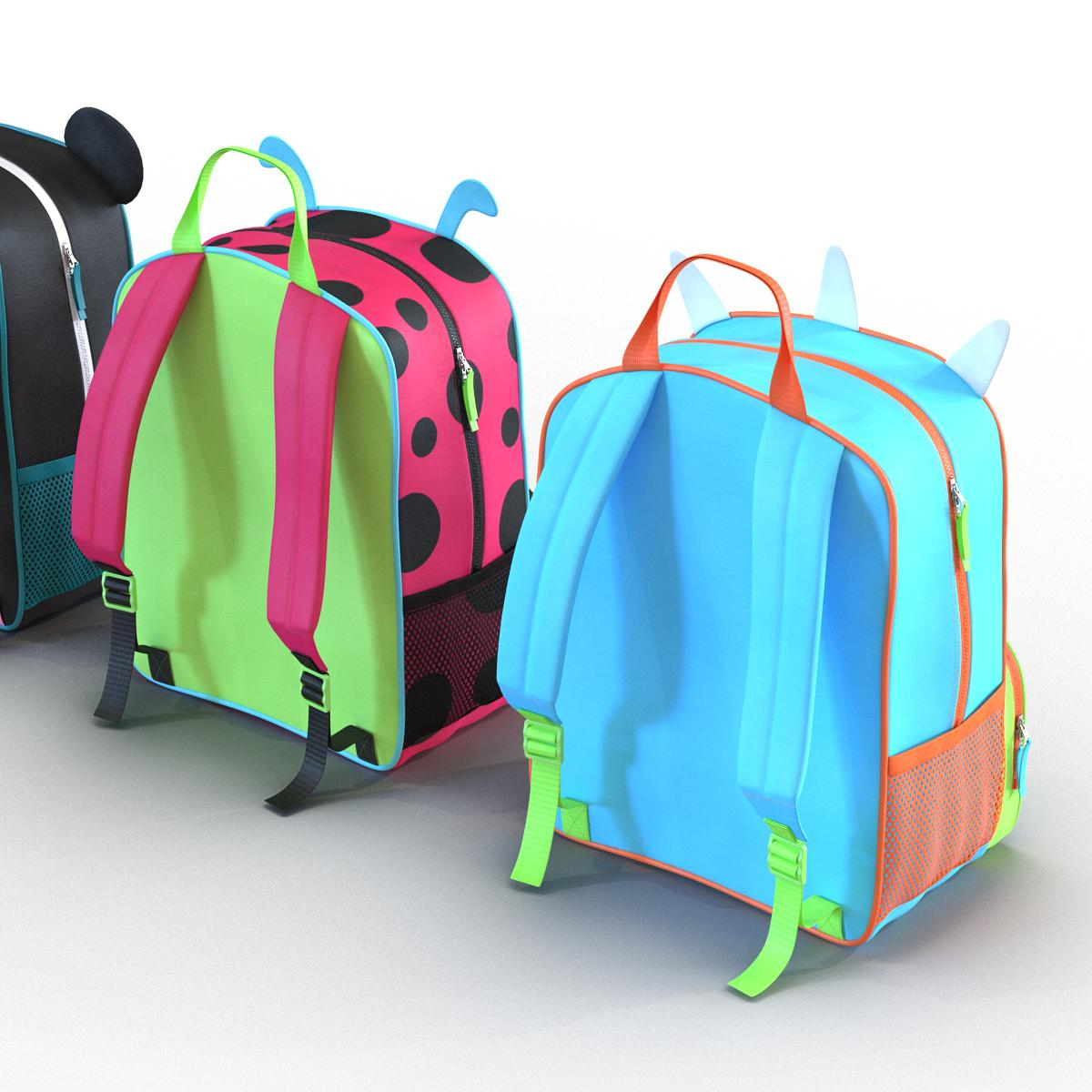 3d model of kid backpacks modeled