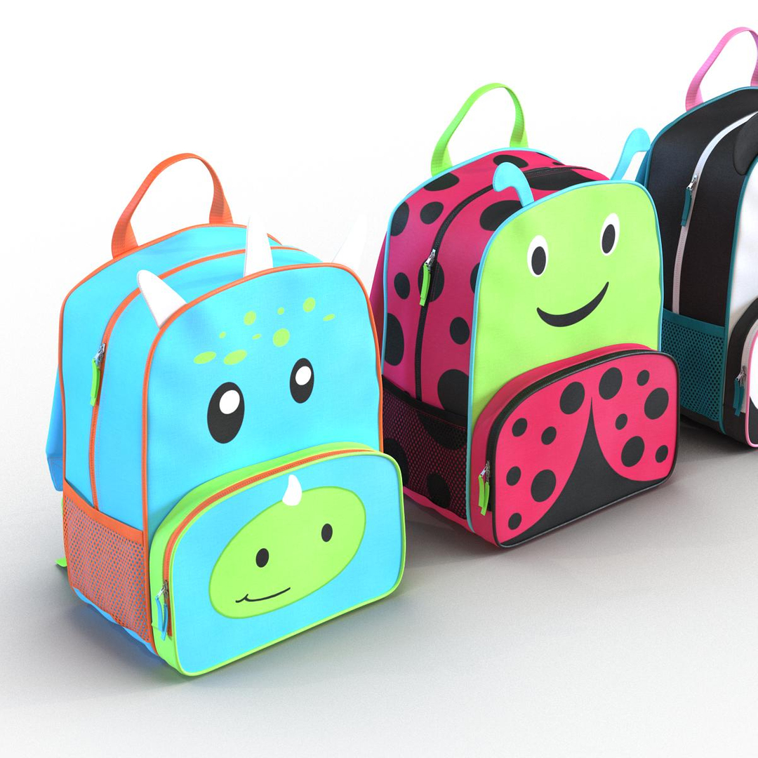 3d model of kid backpacks modeled