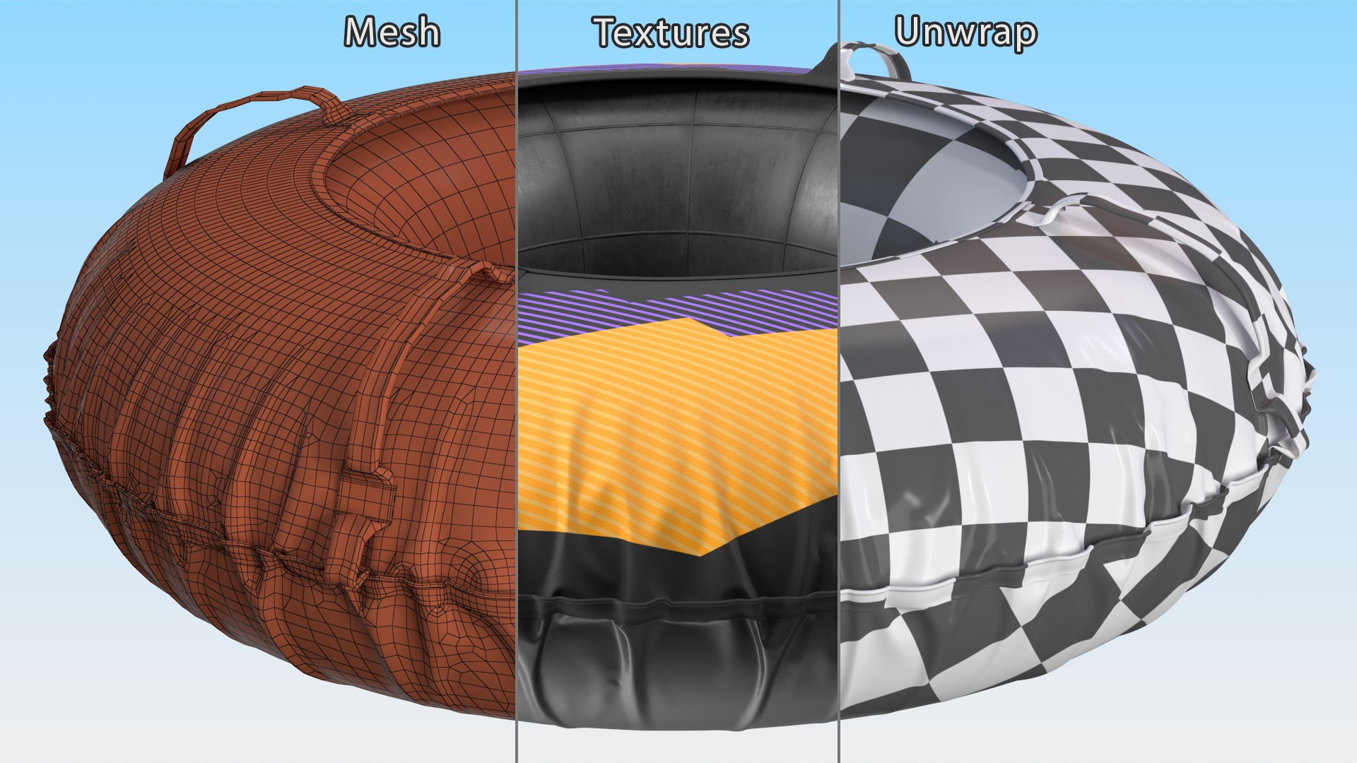 Inflatable Sled Snow Tube Yellow 3D - TurboSquid 2205528