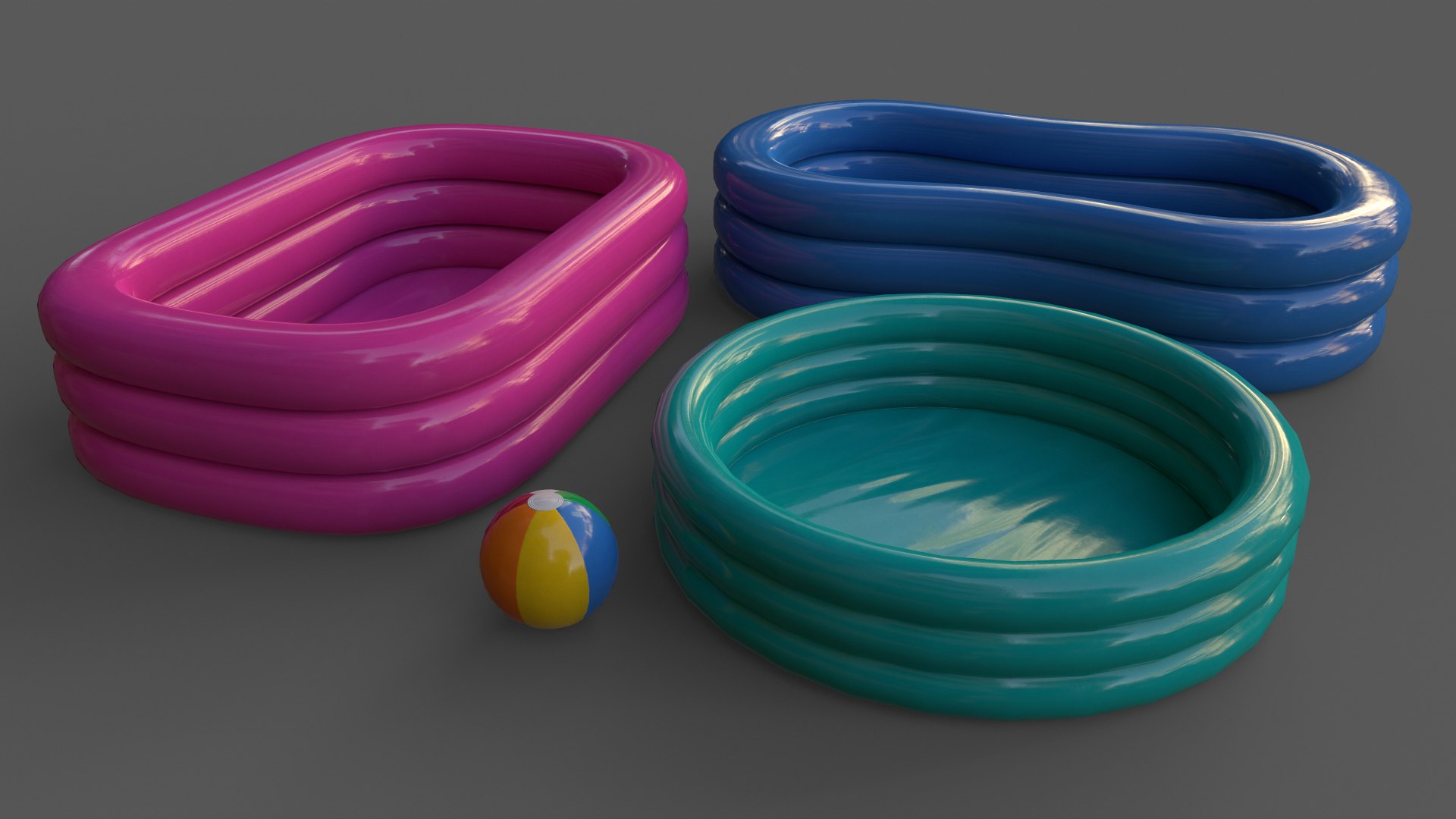 3D PBR Beach Ball and Inflatable Swimming Pool - TurboSquid 1883582