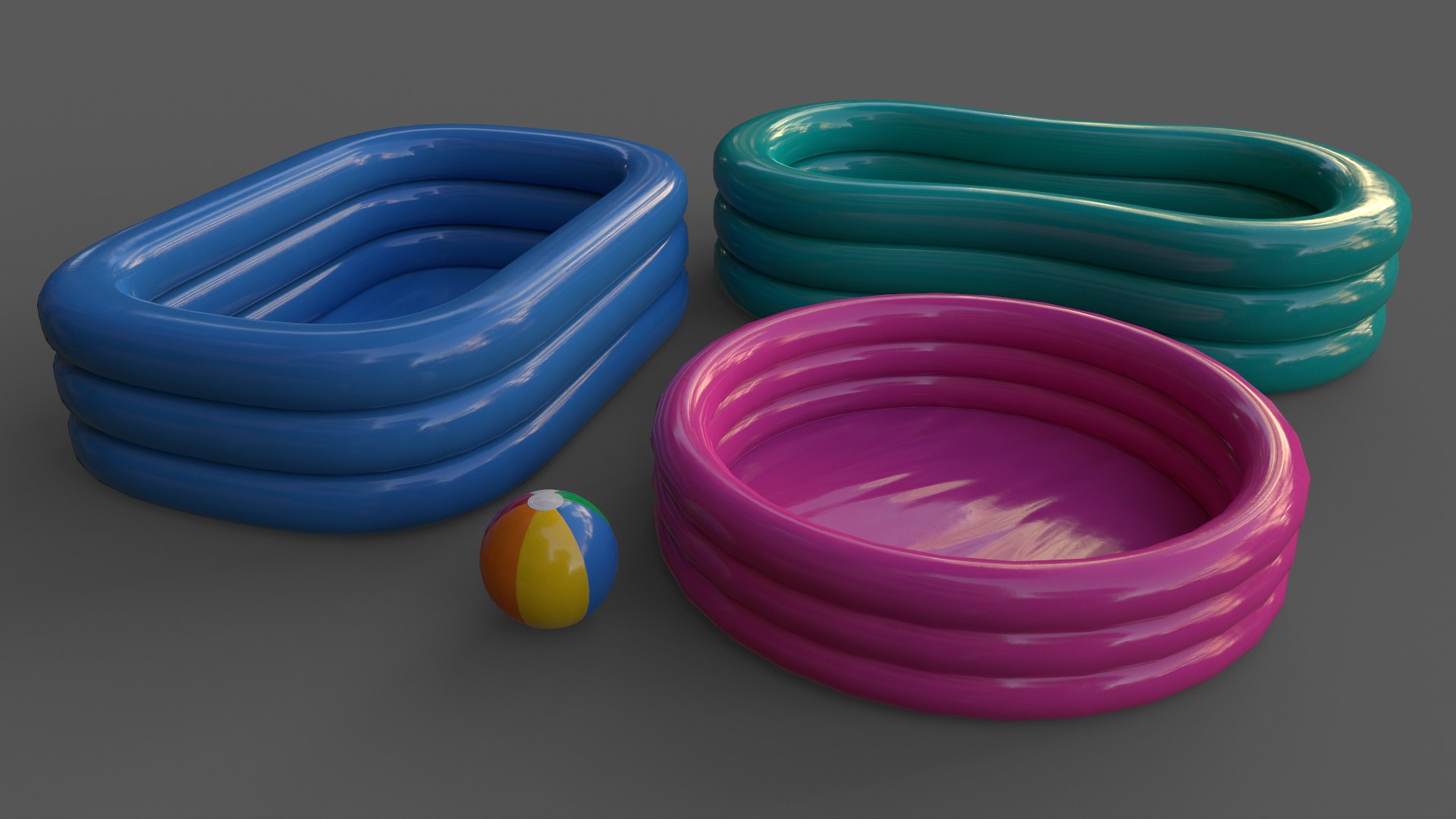 3D PBR Beach Ball and Inflatable Swimming Pool - TurboSquid 1883582