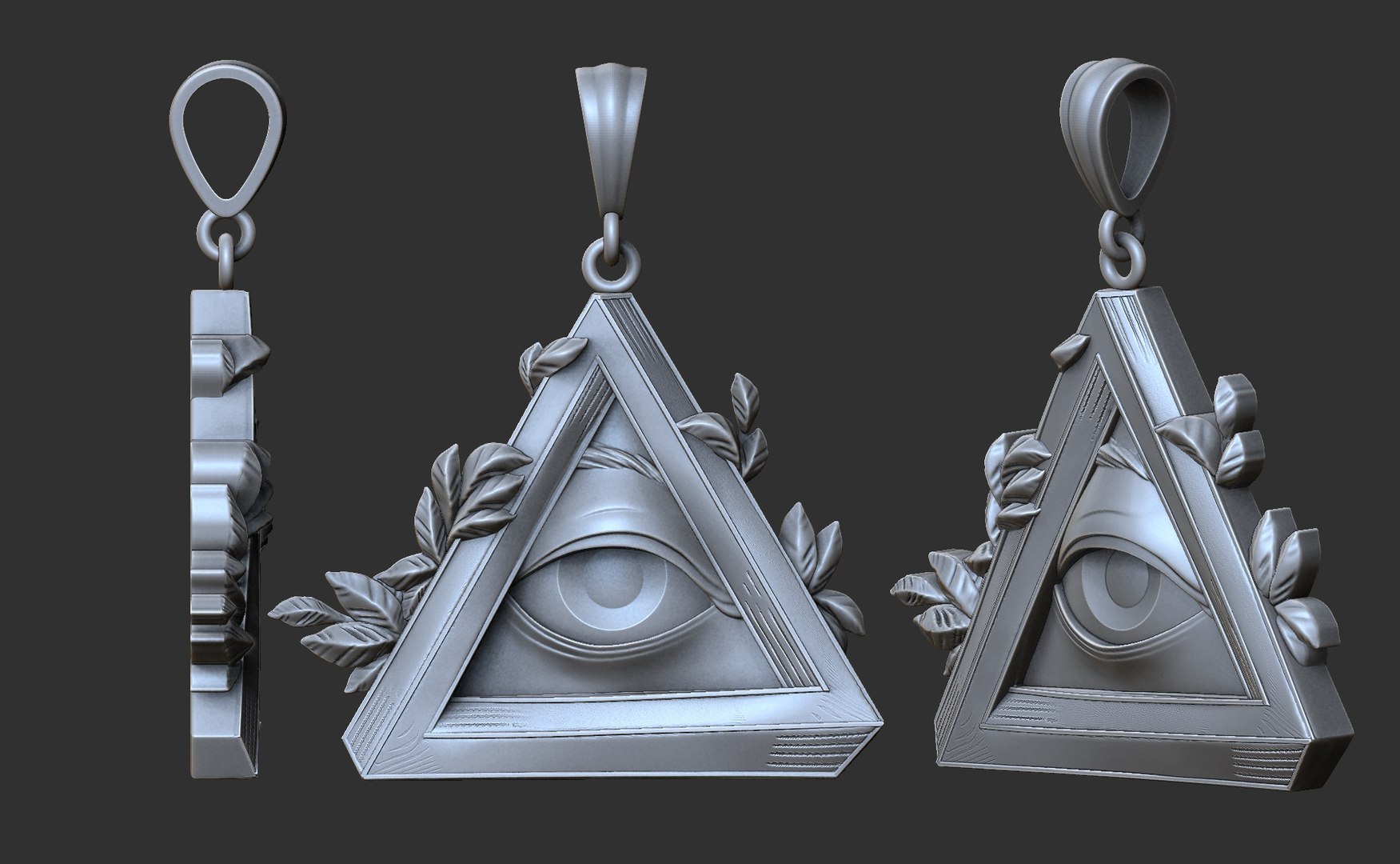 3D Jewelry Pendant Triangle with Eye Masonic Symbol 0321 Stl 3dm Fbx ...
