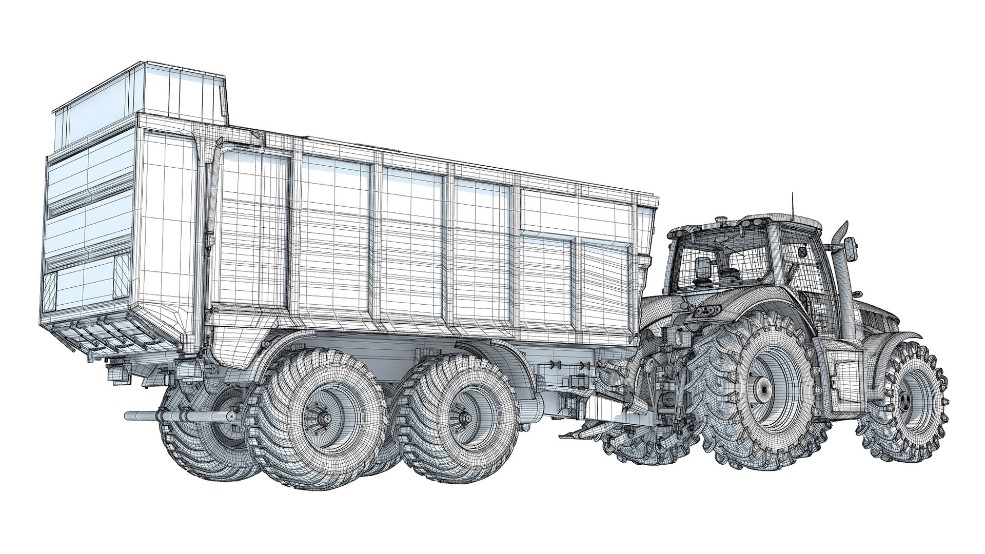 Farm Tractor With Trailer Model - TurboSquid 1855423