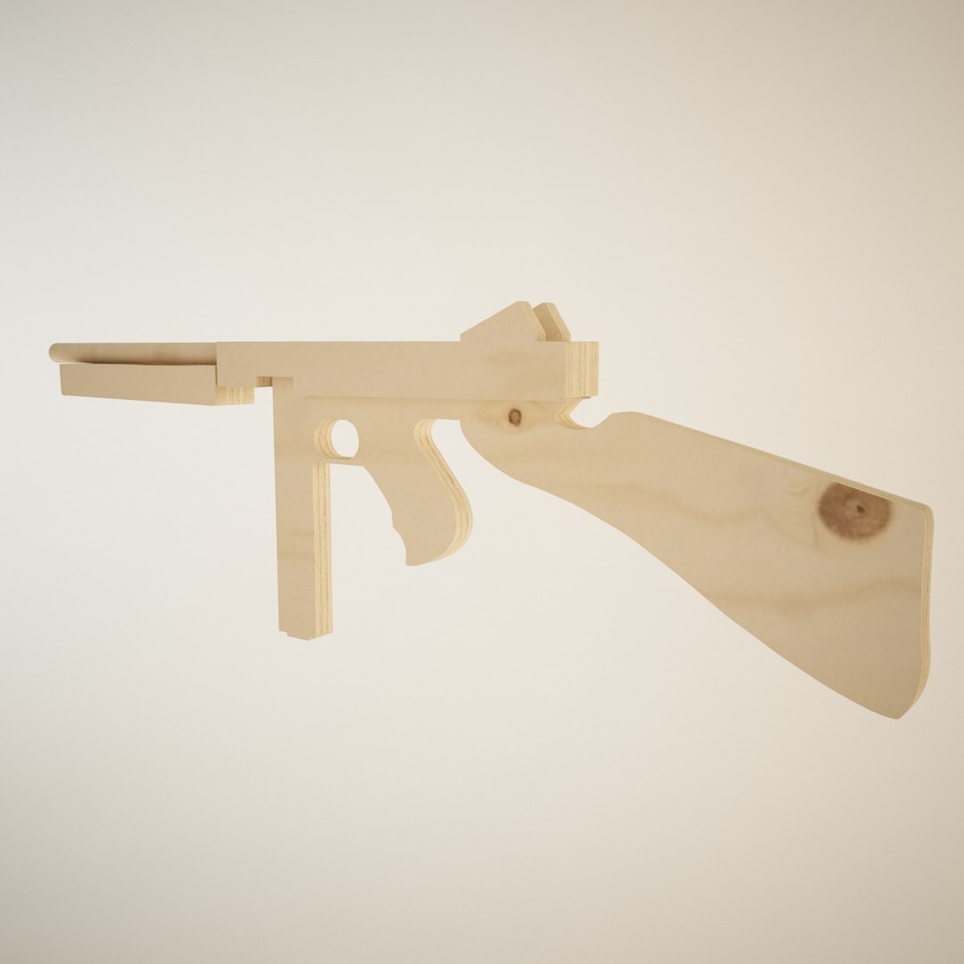 3d Model Wooden Thompson Toy Gun