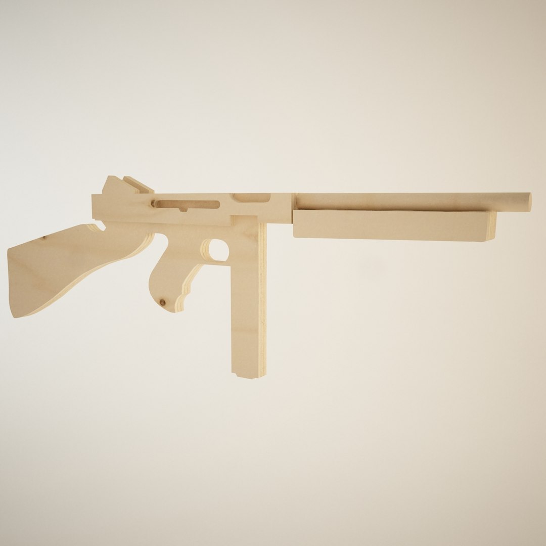 3d Model Wooden Thompson Toy Gun