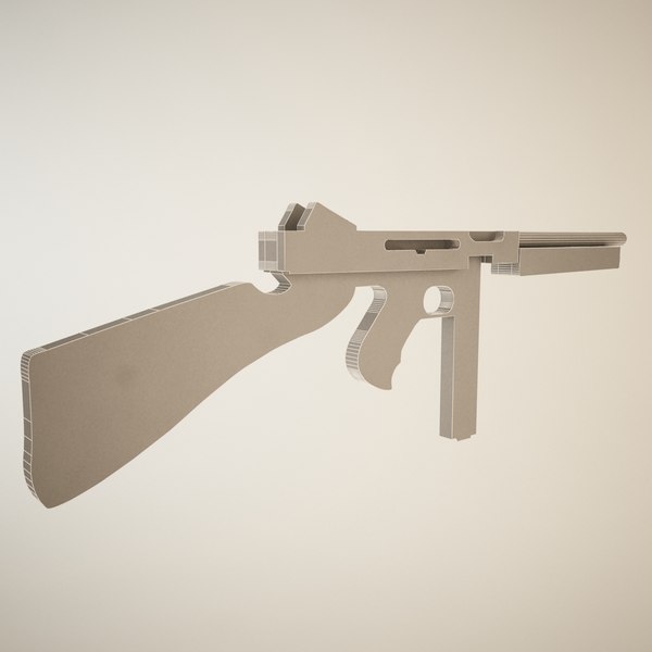 3d model wooden thompson toy gun