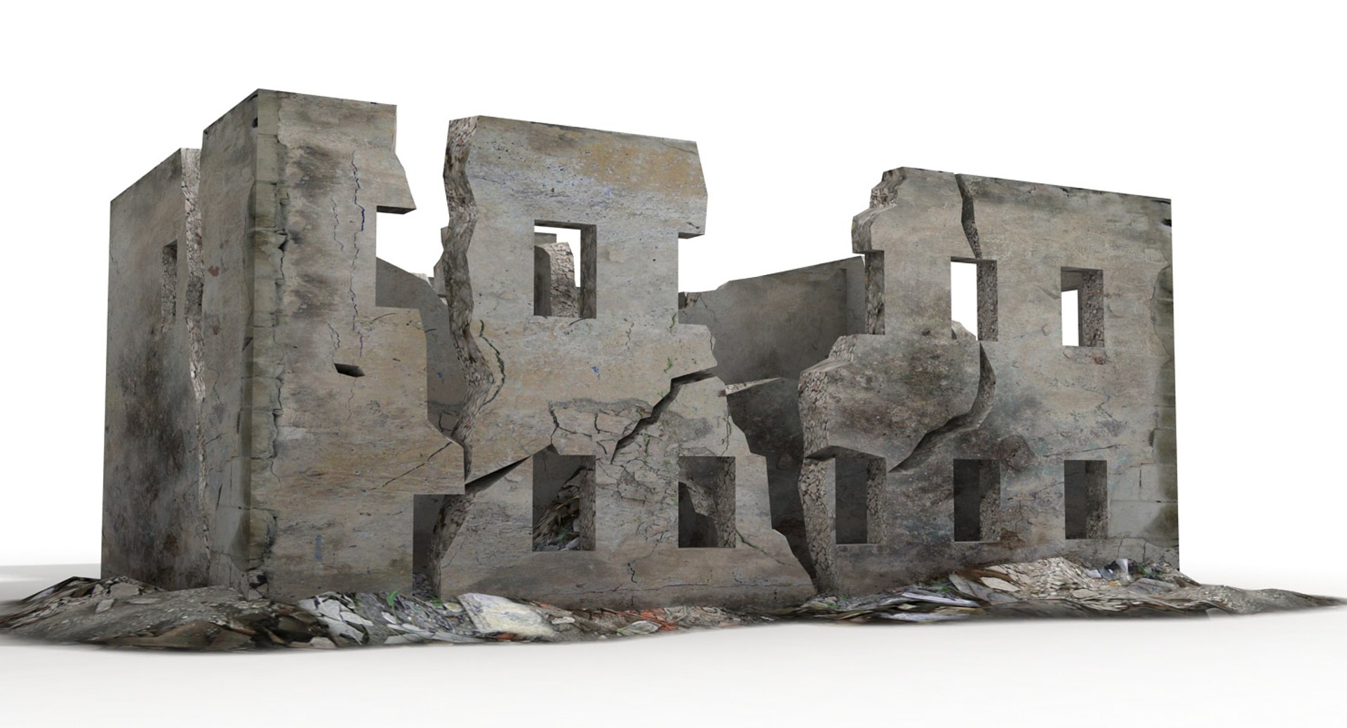 Ruined Building World War 3d Model