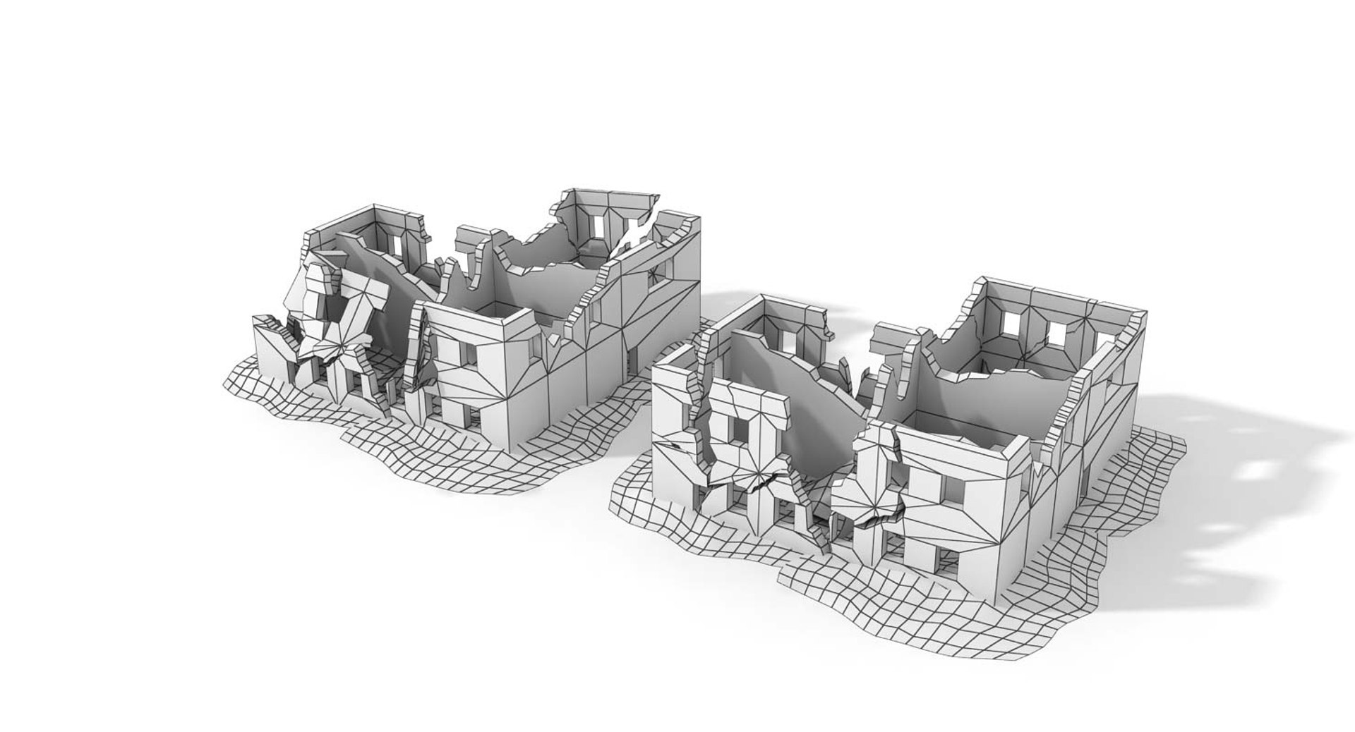 Ruined Building World War 3d Model