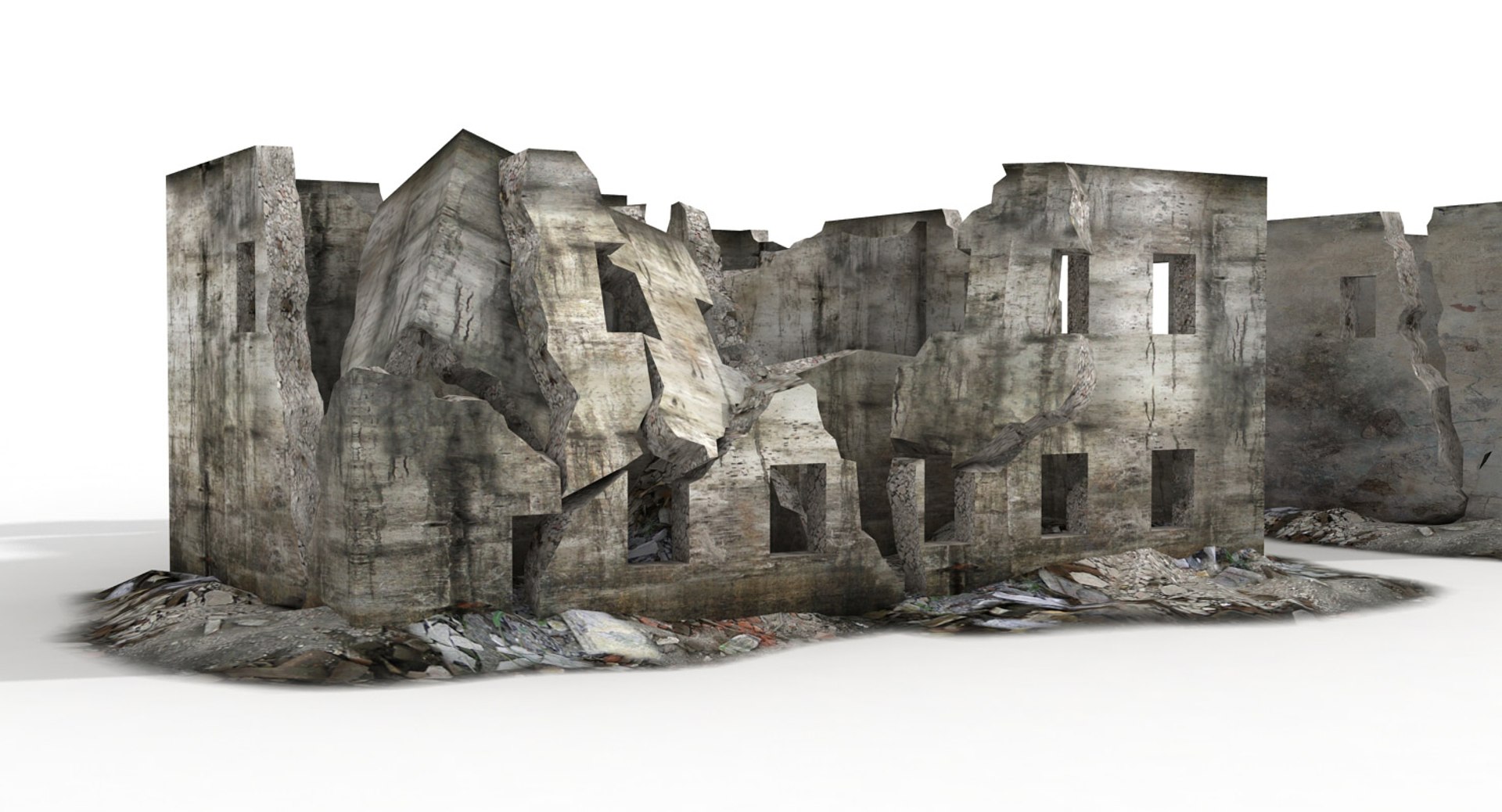 Ruined Building World War 3d Model