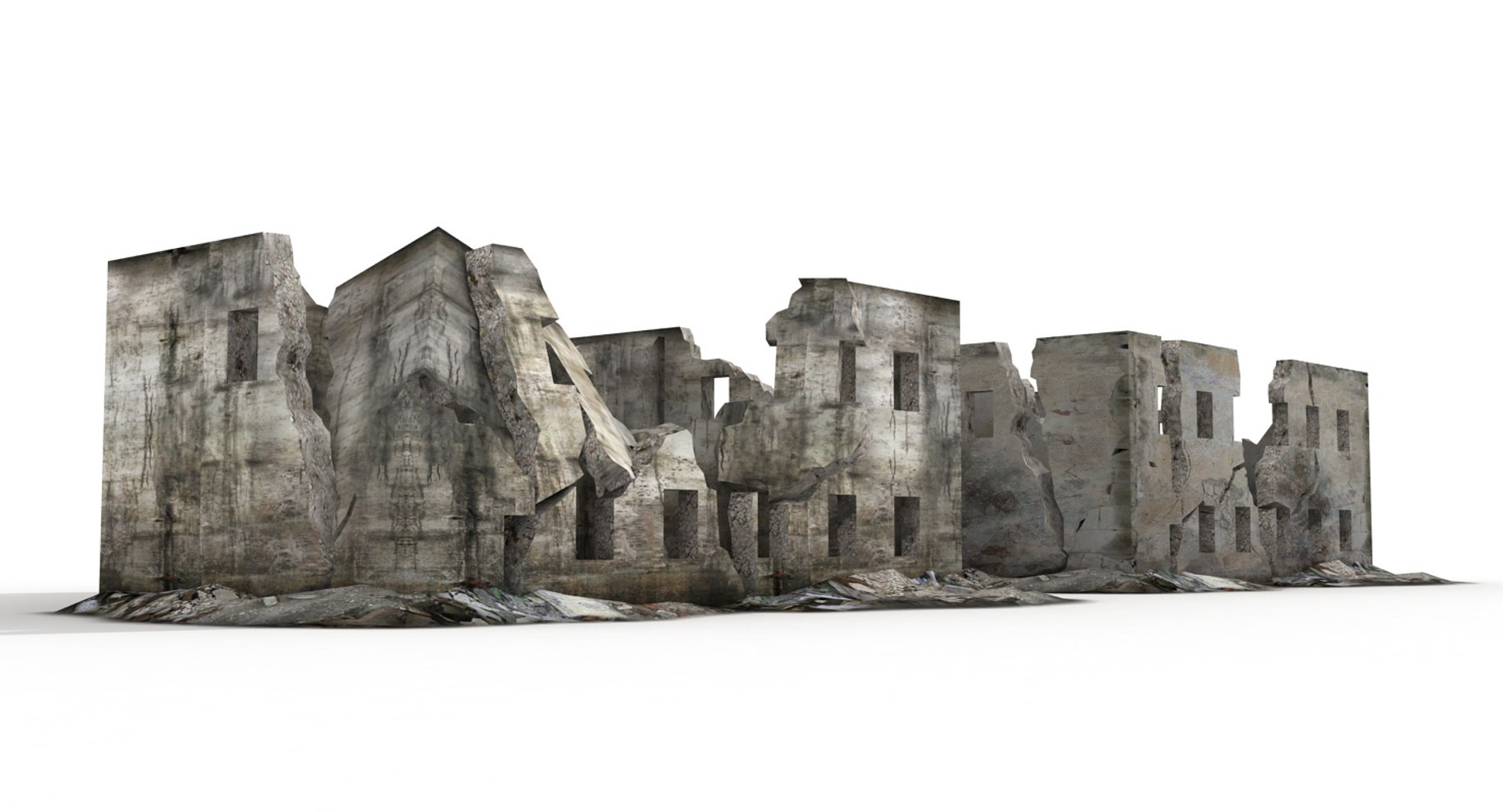 Ruined Building World War 3d Model