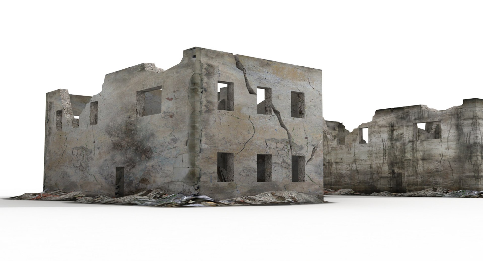Ruined Building World War 3d Model