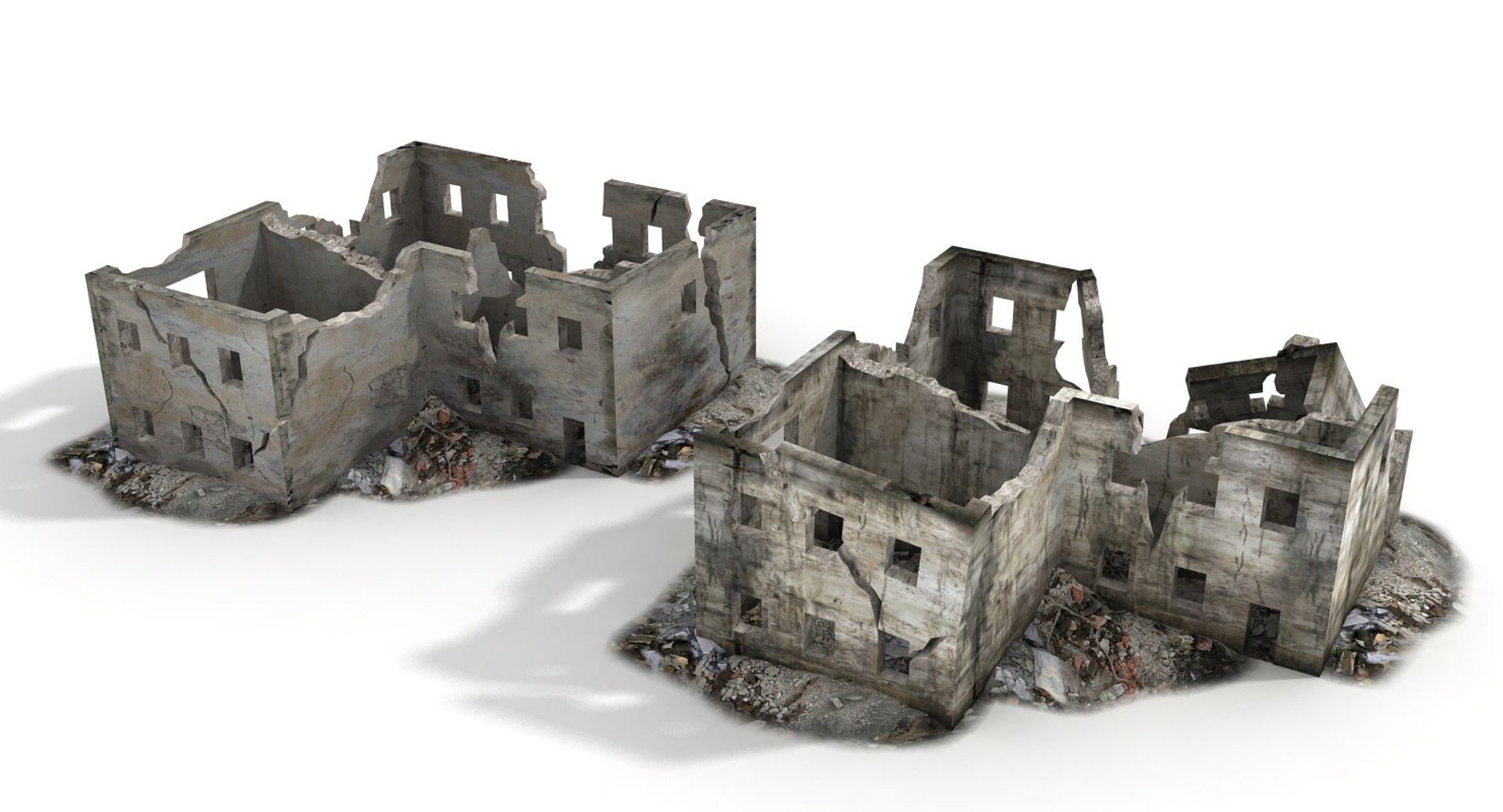 Ruined Building World War 3d Model