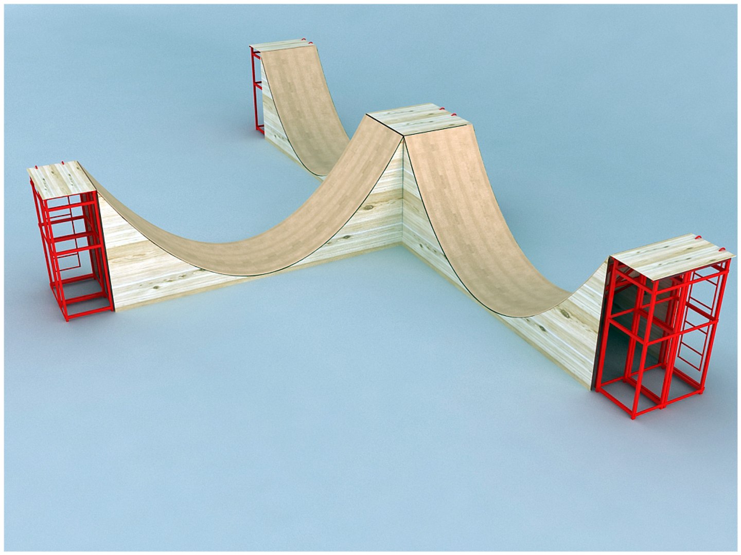 3d Skate Ramp - Half Pipe