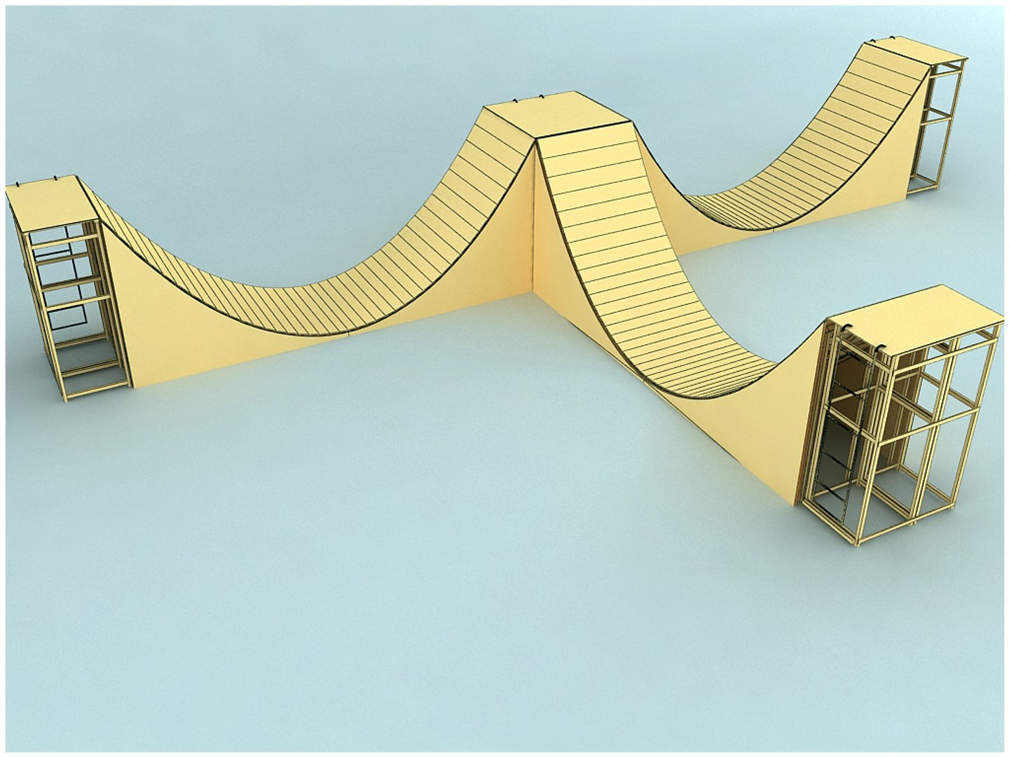 3d Skate Ramp - Half Pipe