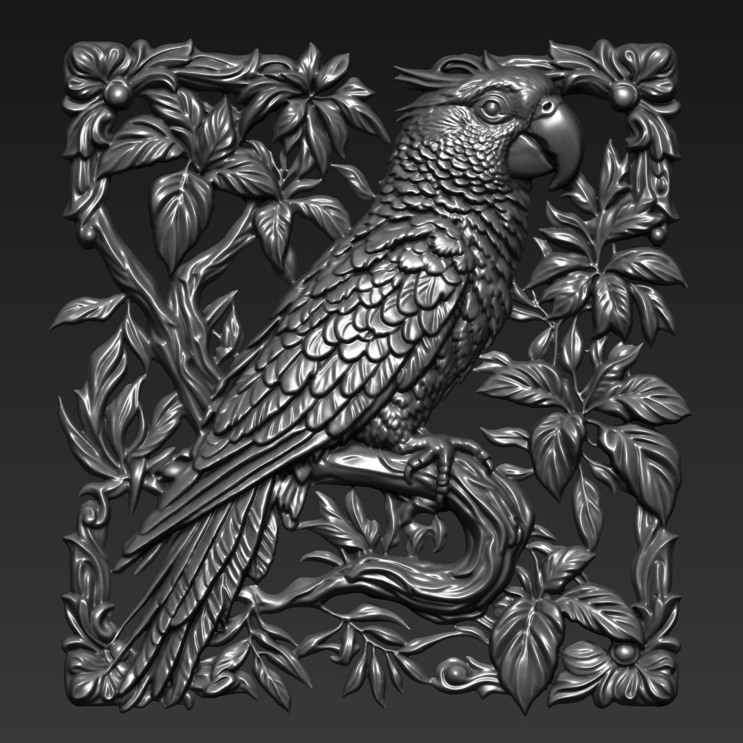 Parrot Bas-relief 3D - TurboSquid 2441456
