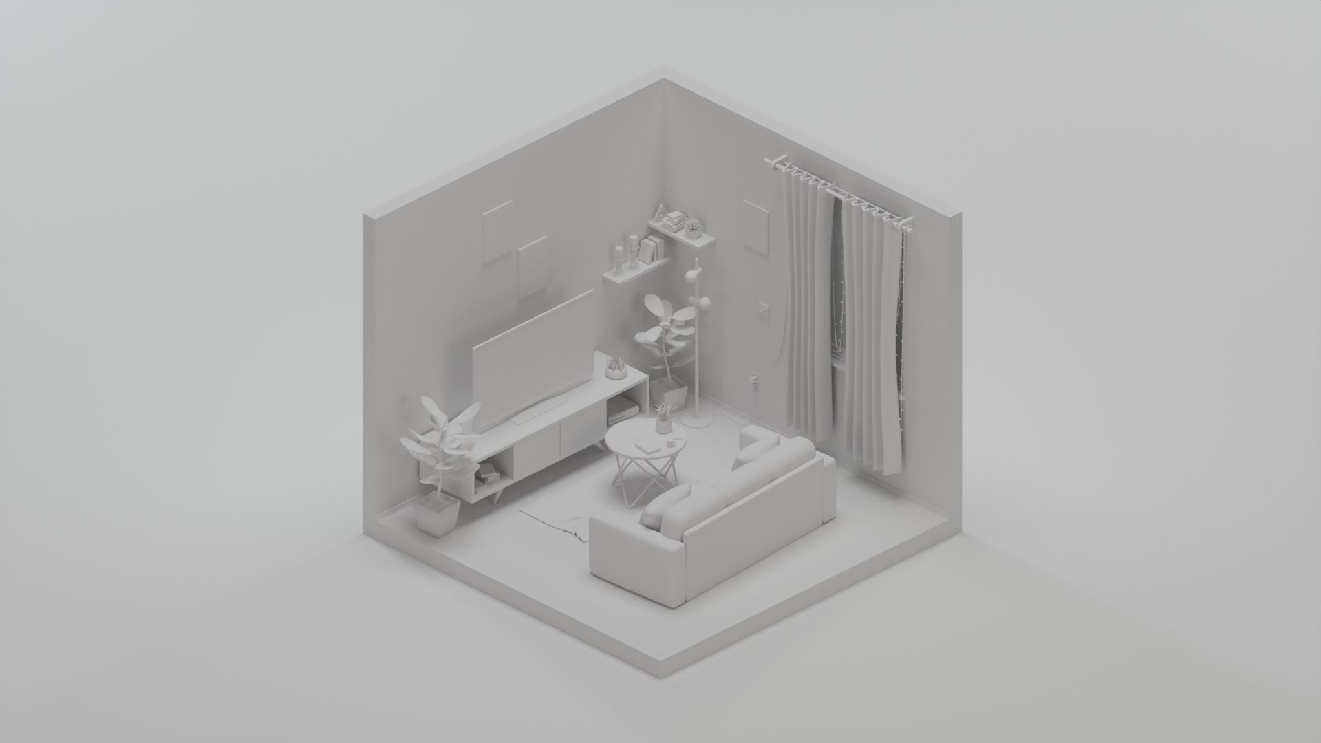 Isometric Living Room 2 3D Model - TurboSquid 1766011