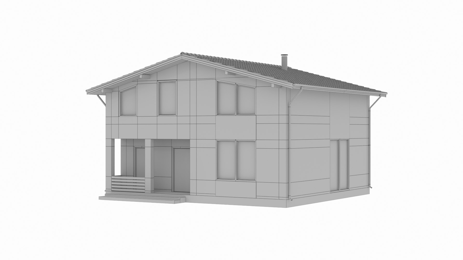 A Modern Residential House With A Slanted Roof 3D - TurboSquid 2329926
