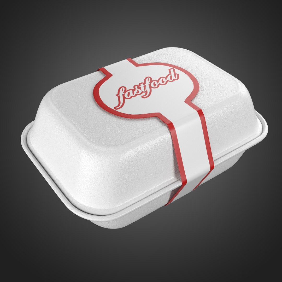 Disposable Container Styrofoam Close 3d Model