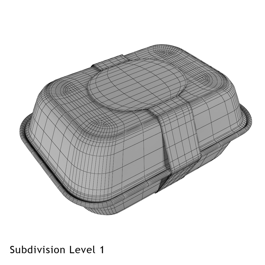 Disposable Container Styrofoam Close 3d Model