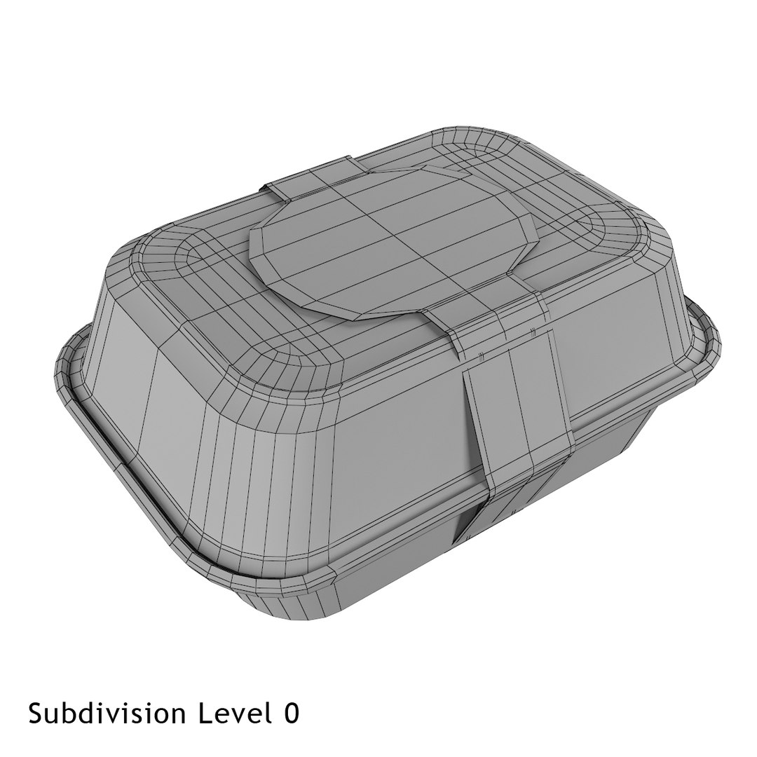 Disposable Container Styrofoam Close 3d Model