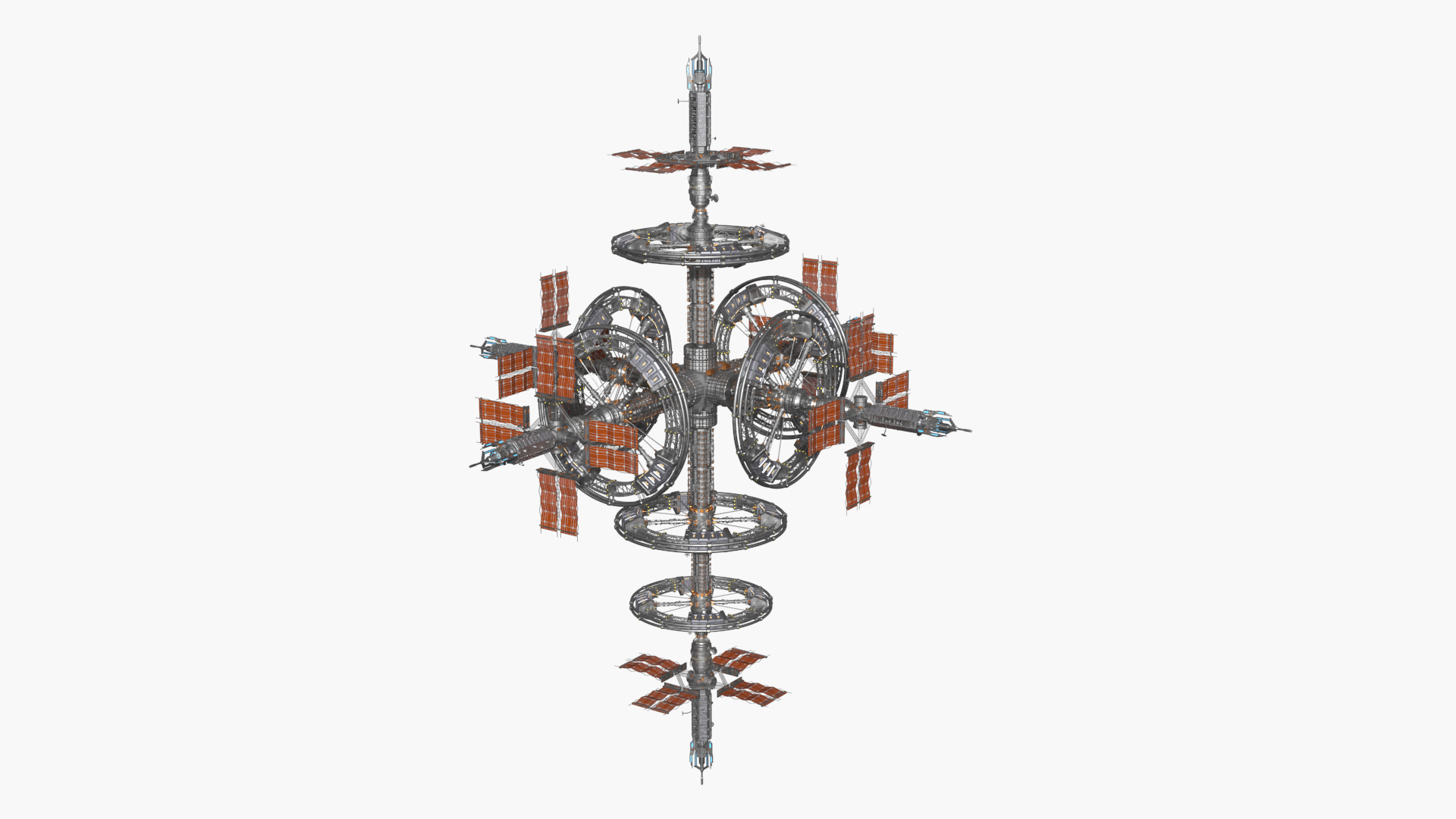3D Rotating Space Habitat With Docking Nodes Metallic Gray - TurboSquid ...