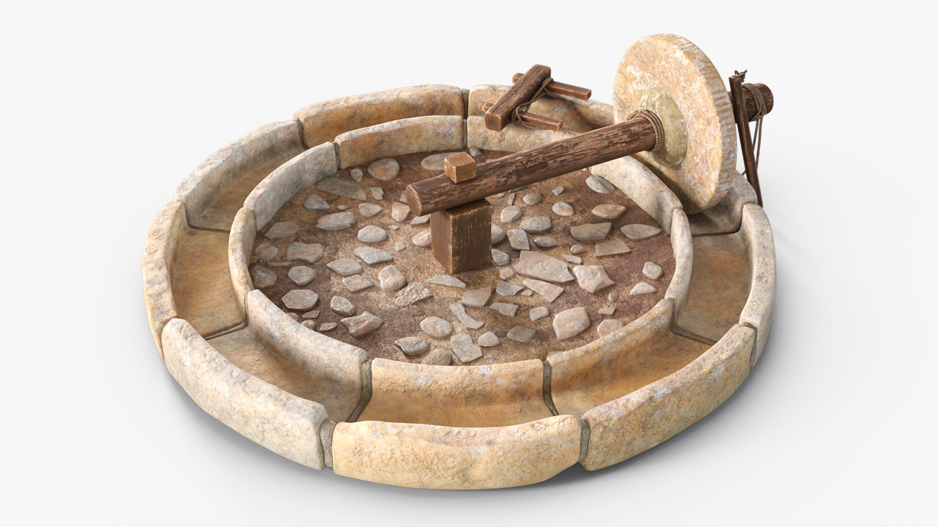3D Model Antique Stone Mill - TurboSquid 2325178