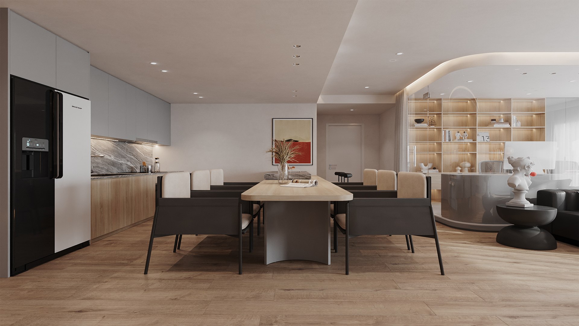 Living Kitchen Office Of Apartment - HanhCT - MAX FBX SKP OBJ Simlab ...